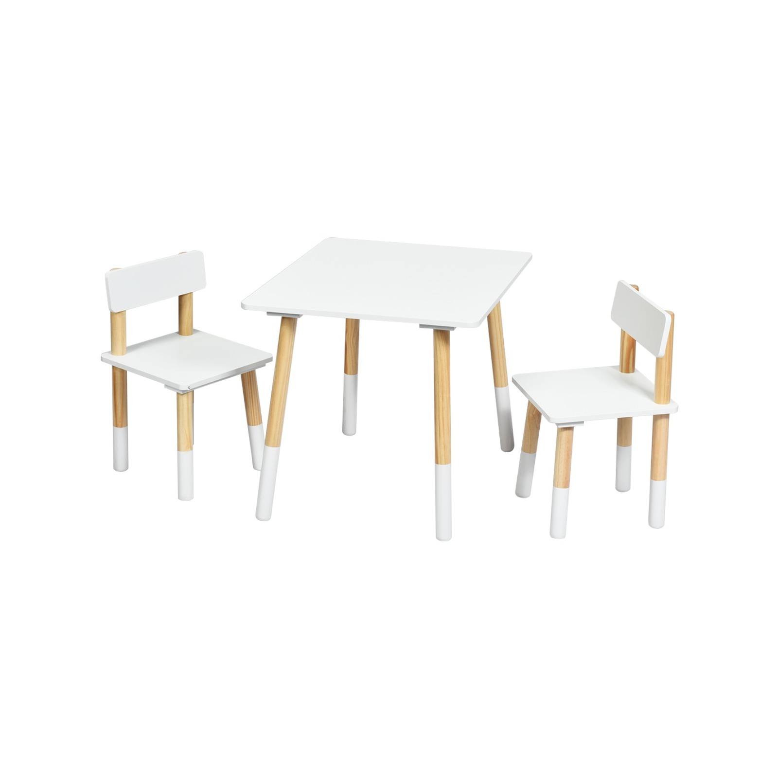 Costway Kids Table & 2 Chairs Set Pine Wood Furniture Gift White ...