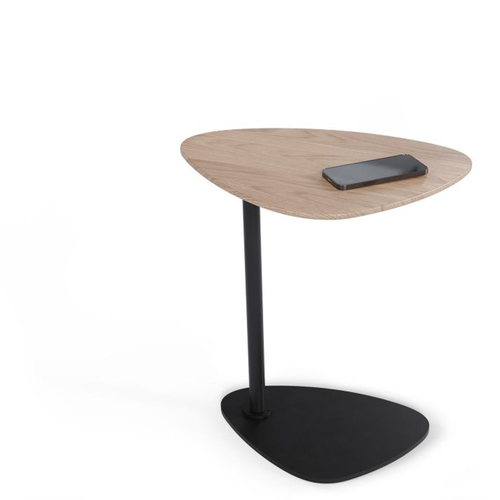 Fringe Side Table Small Black / Natural Solid Oak - Bunnings Australia