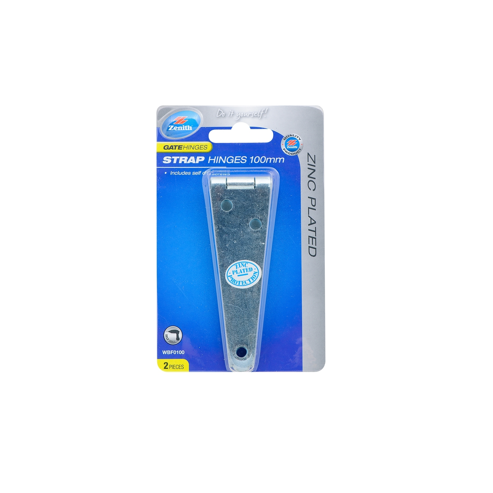 Zenith 100mm Zinc Plated Gate Strap Hinge - 2 Pack - Bunnings Australia