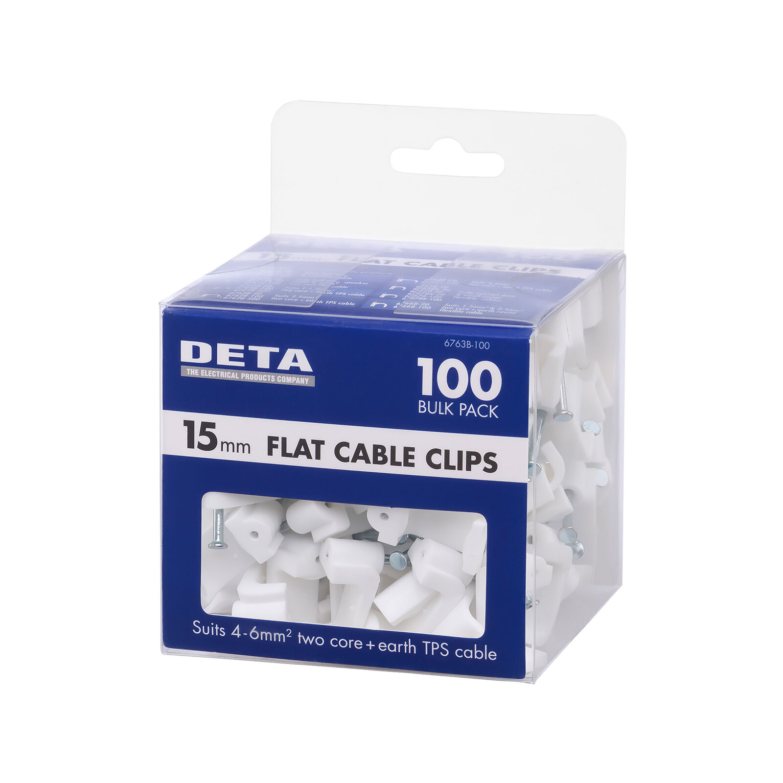 Deta 15mm White Flat Cable Clips - 100 Pack - Bunnings Australia