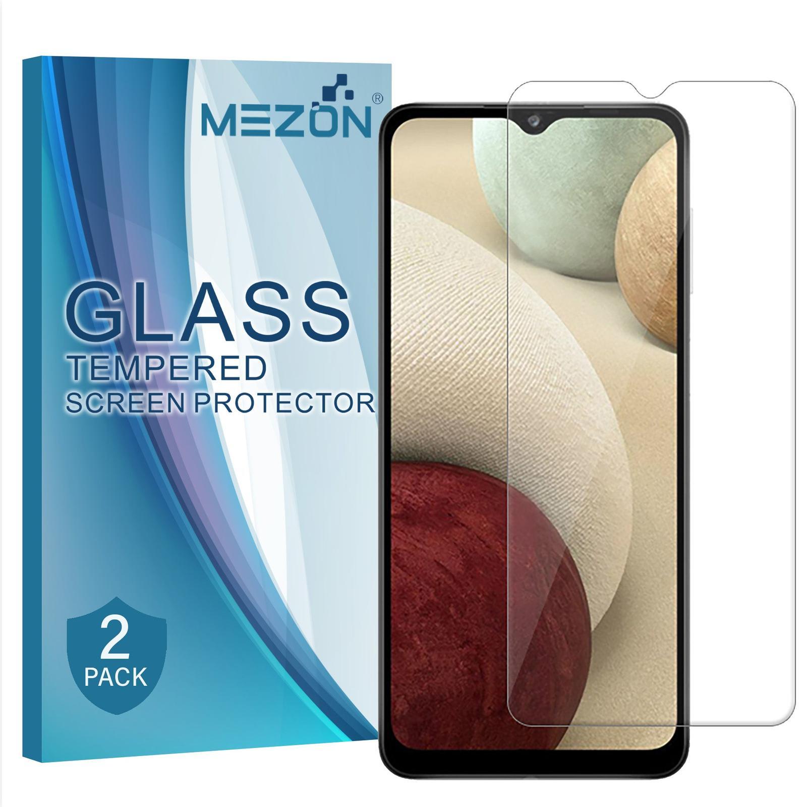 2 Pack MEZON Samsung Galaxy A12 Clear Tempered Glass Screen Protectors ...