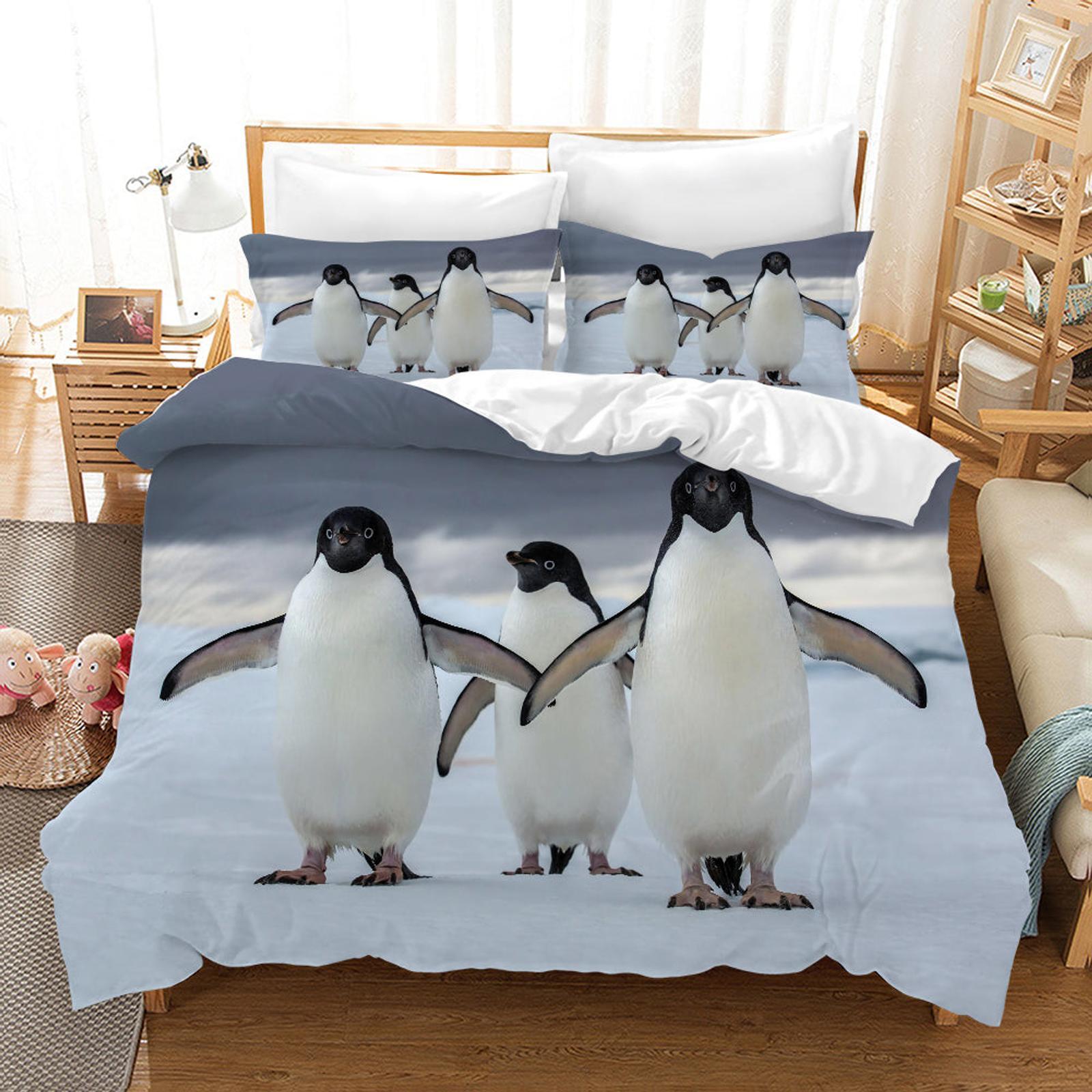 3D Polar Penguin Quilt Cover Set Bedding Set Pillowcases 102 - Bunnings ...