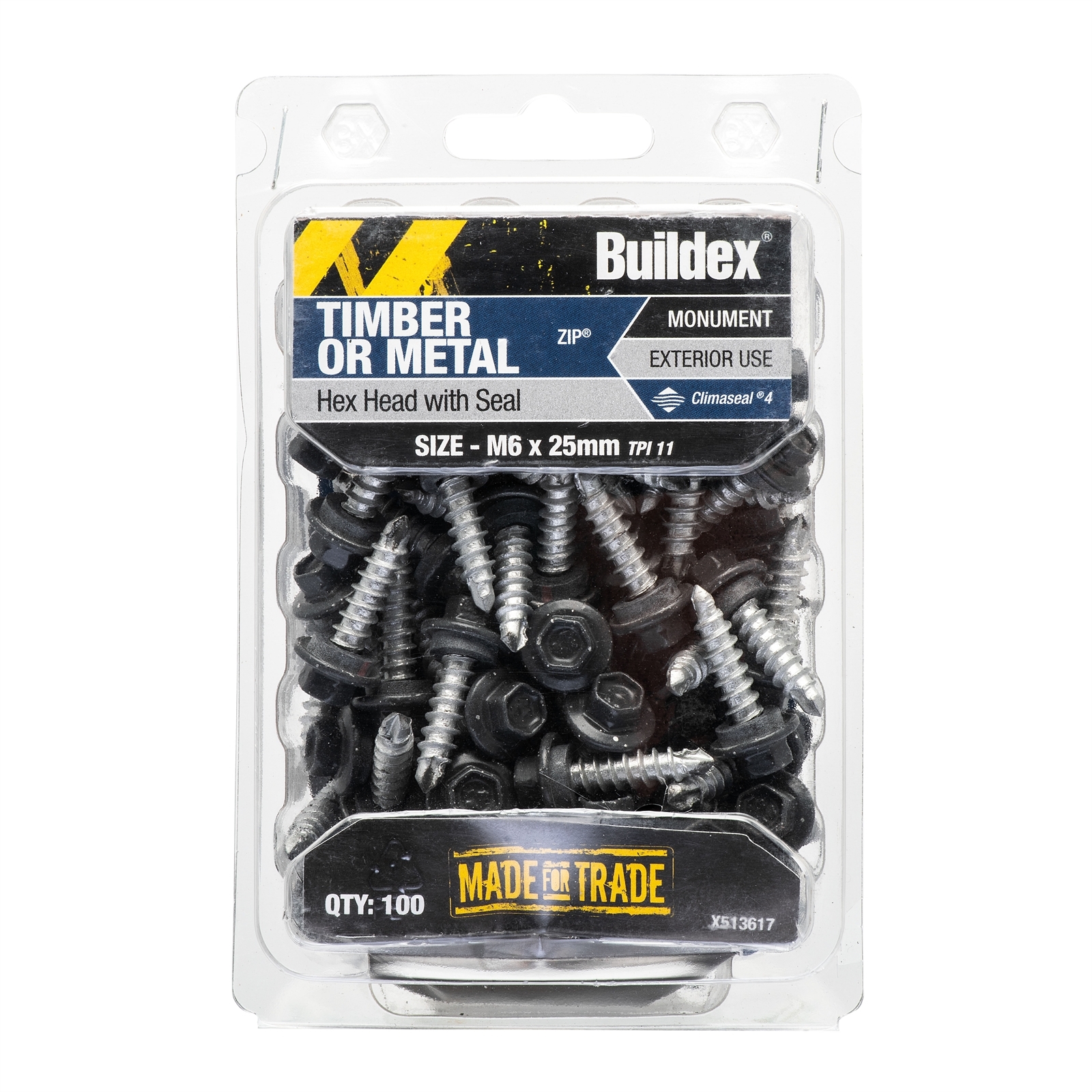 Buildex Roof Zip C4 HexHead Screws M6 x 25 Monument Bx100 - Bunnings ...