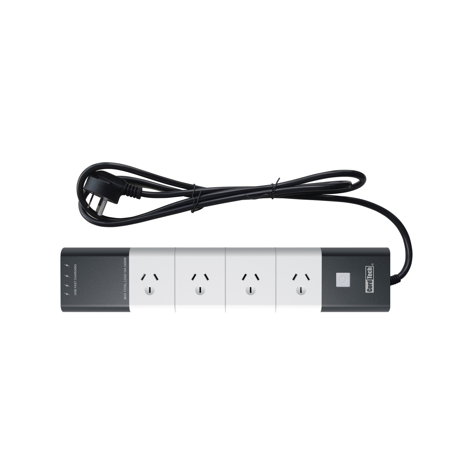 CordTech 4 Outlet Surge Protected Slimline Power Board With 4.5A USB ...