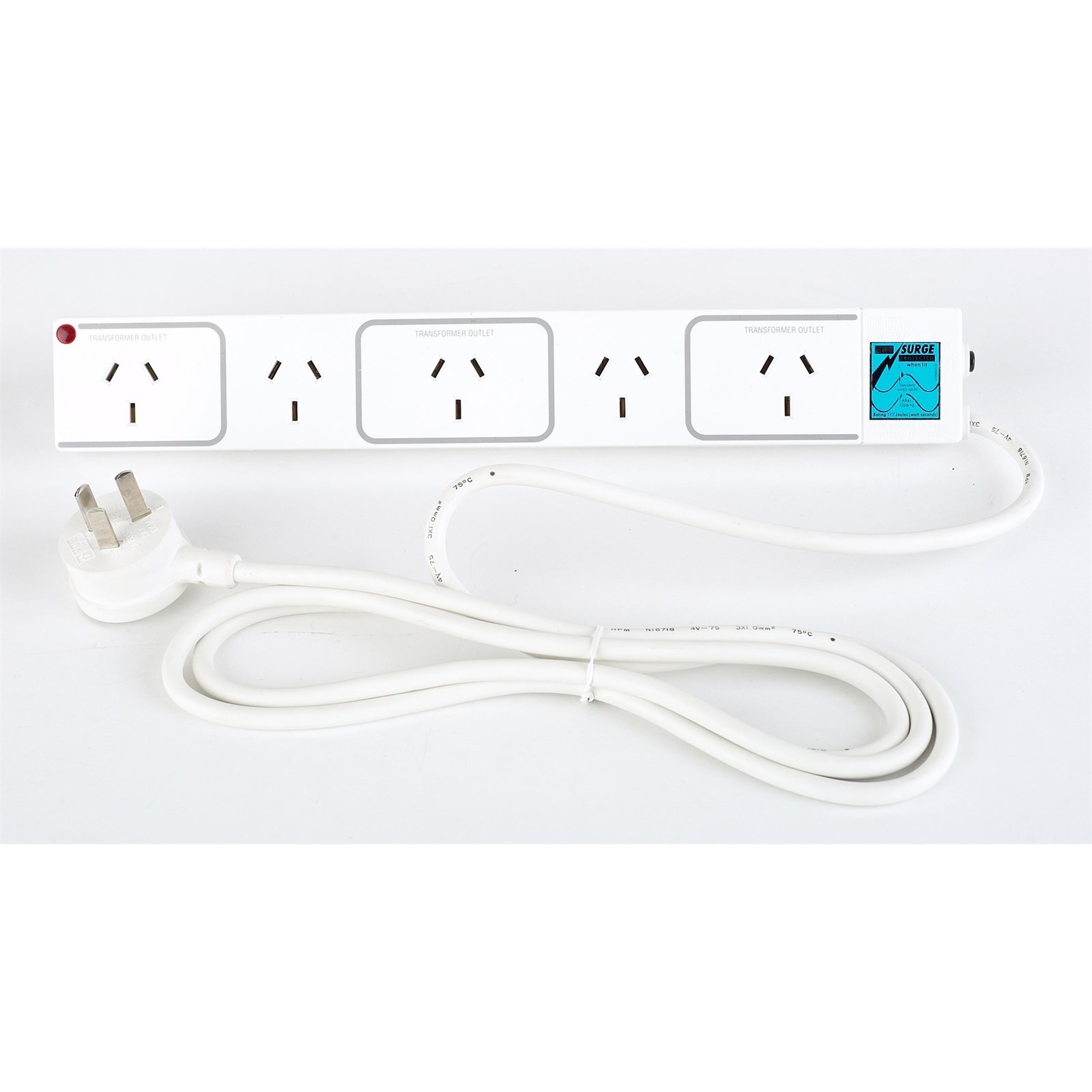 HPM 5 Outlet Surge Protected Powerboard - Bunnings Australia