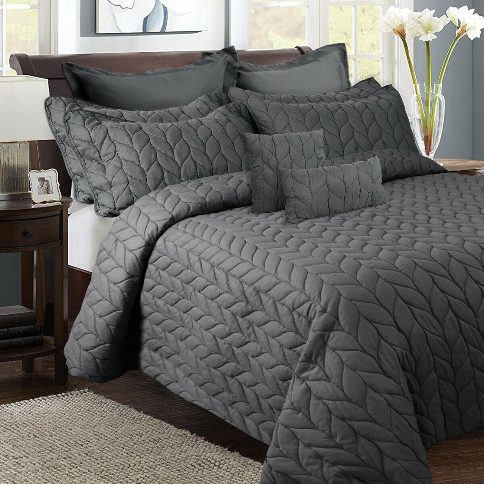 Ramesses 9pc Lightweight Embossed Comforter Set | Queen - Charcoal ...