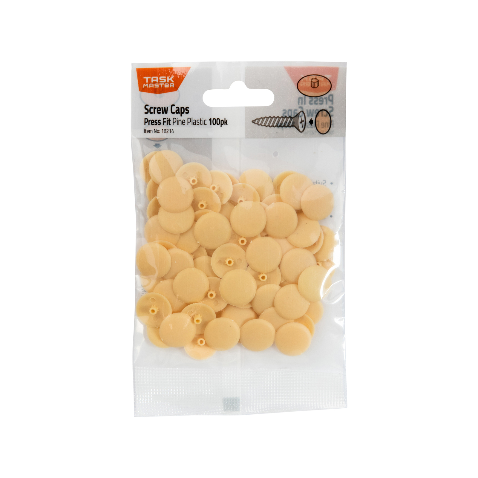 Taskmaster Pine Press-In Screw Caps - 100 Pack - Bunnings Australia