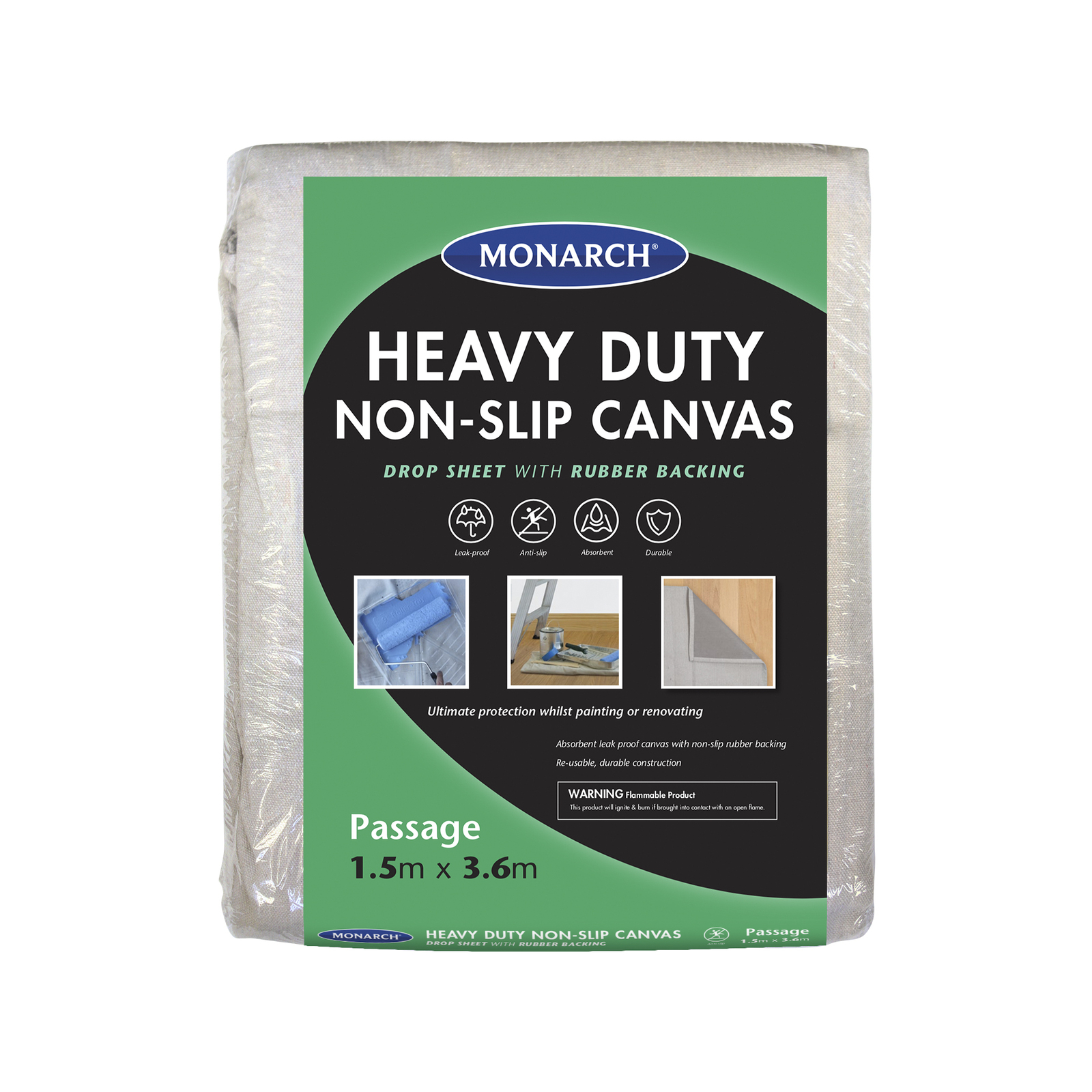 Monarch 1.5 x 3.6m Heavy Duty Non-Slip Canvas Drop Sheet - Bunnings New ...