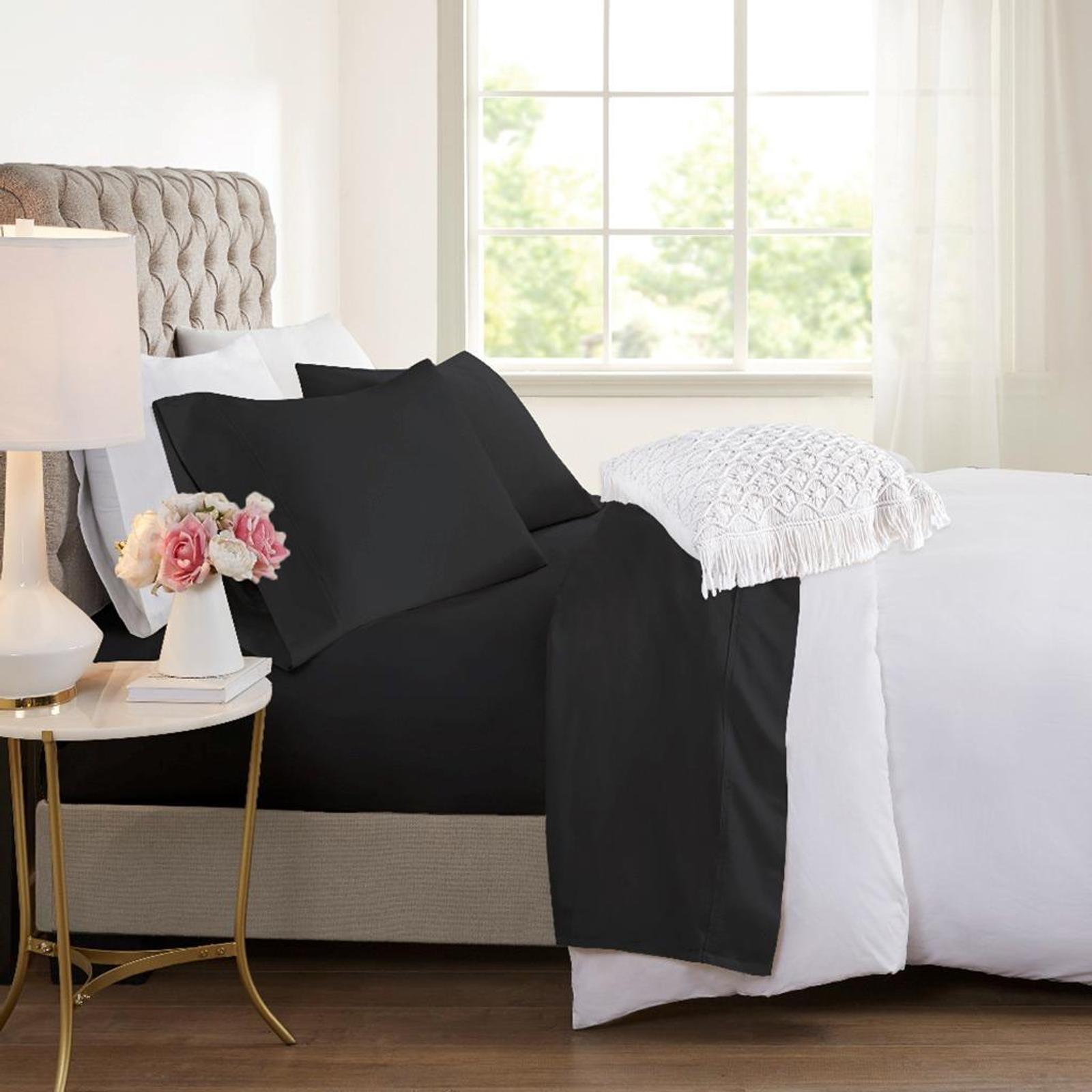 Dreamfields Double Black Color 2000TC Cooling Bamboo Sheet Set ...