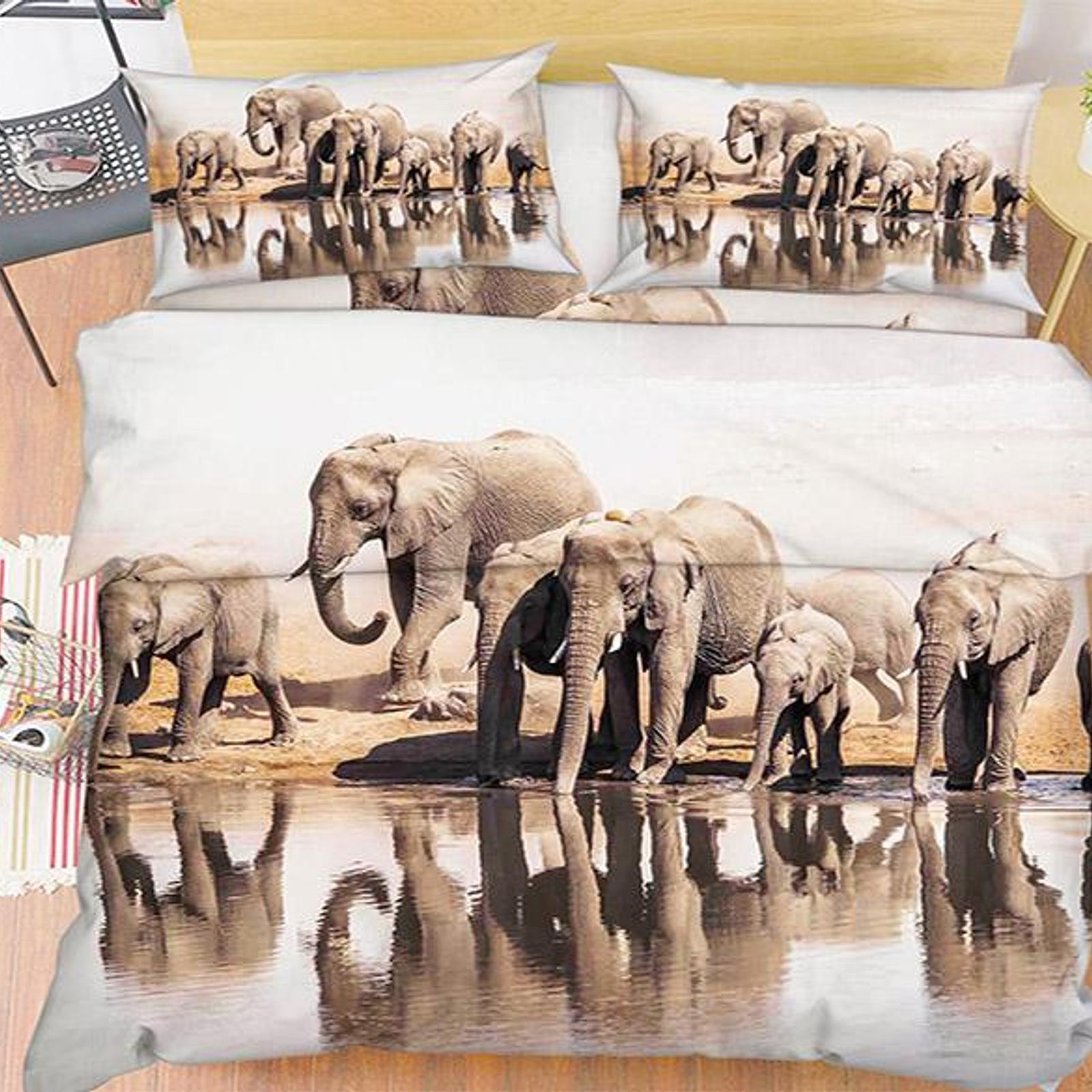 3D Lakeside Elephants 39 Bedding Set Pillowcases Quilt Duvet Cover Set ...