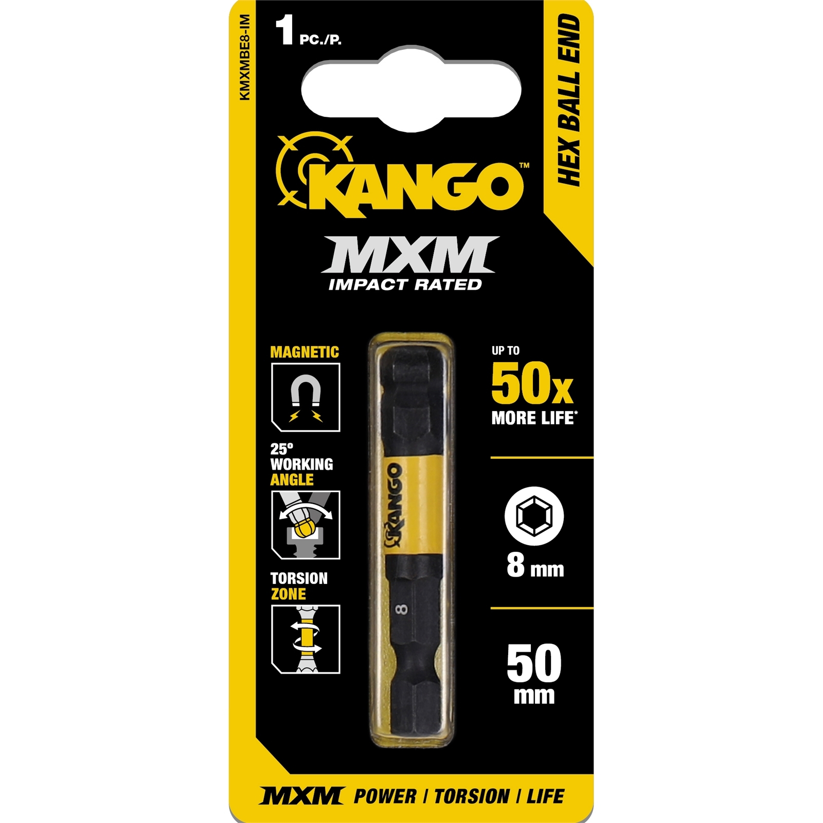 Kango 50mm Impact 8mm MXM Ball End Hex Bit - Bunnings Australia