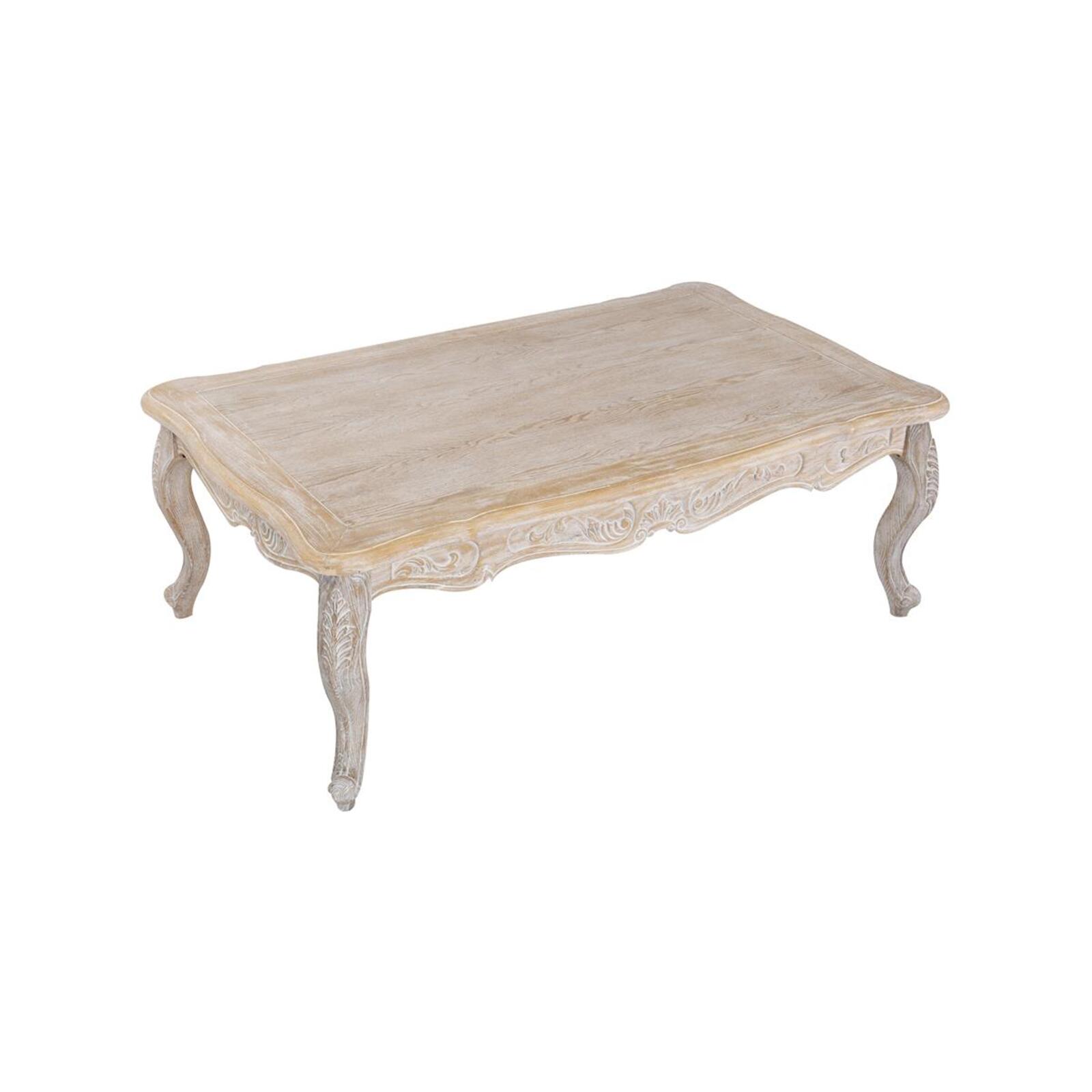 Coffee Table Oak White Washed Wooden & Beige Color Fabric - Bunnings ...