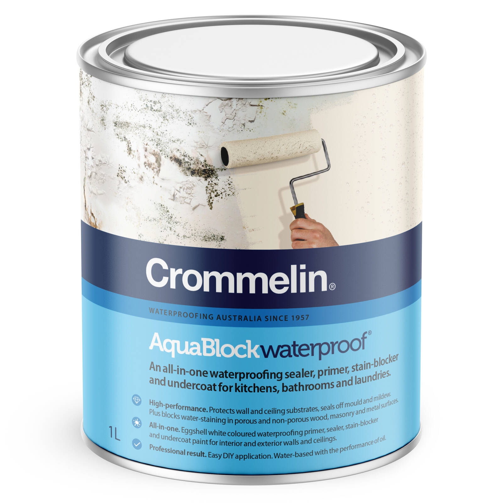 Crommelin 1L Flat Aquablock Waterproof Primer Undercoat - Bunnings ...