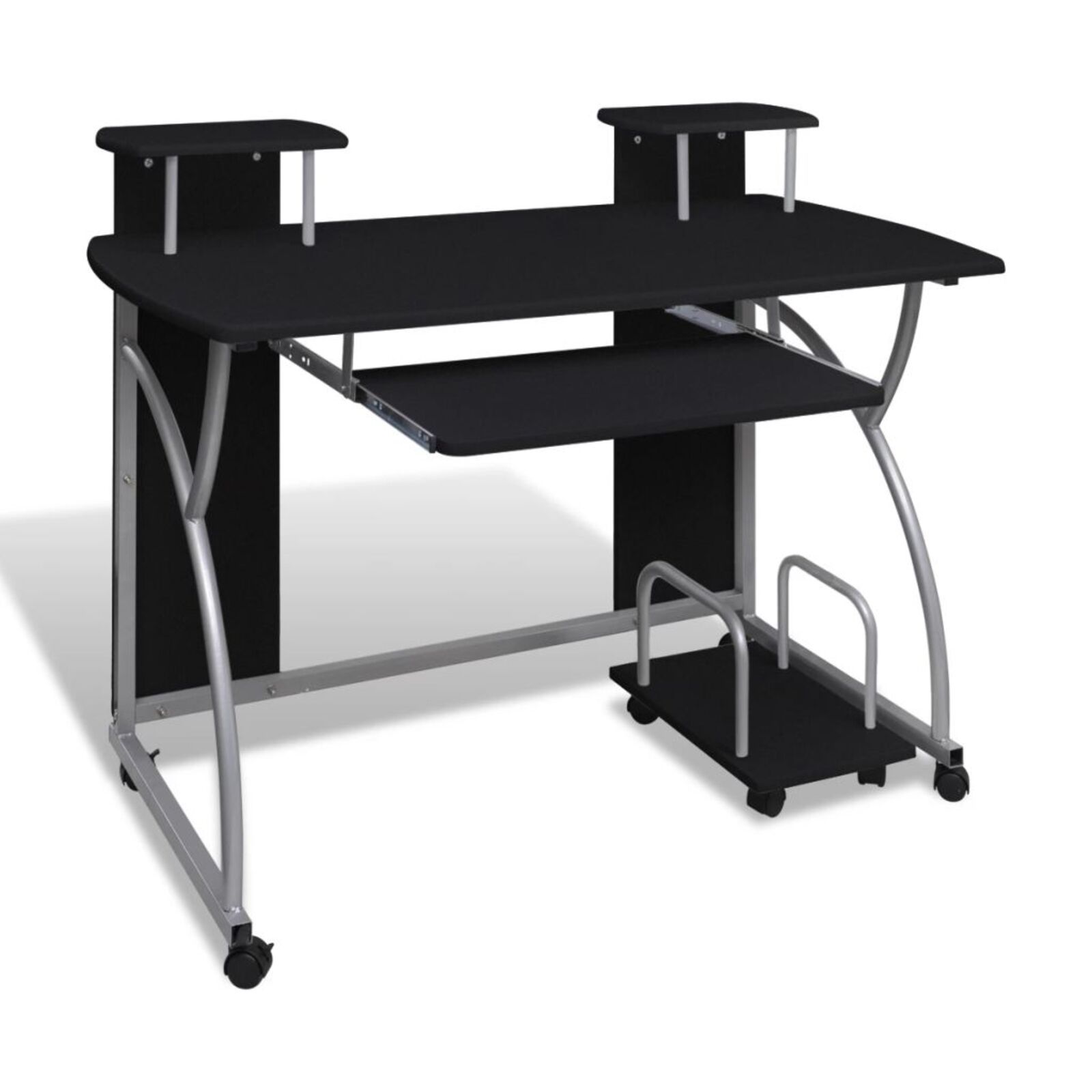 vidaXL Black Mobile Computer Desk With Pull Out Tray - Bunnings Australia