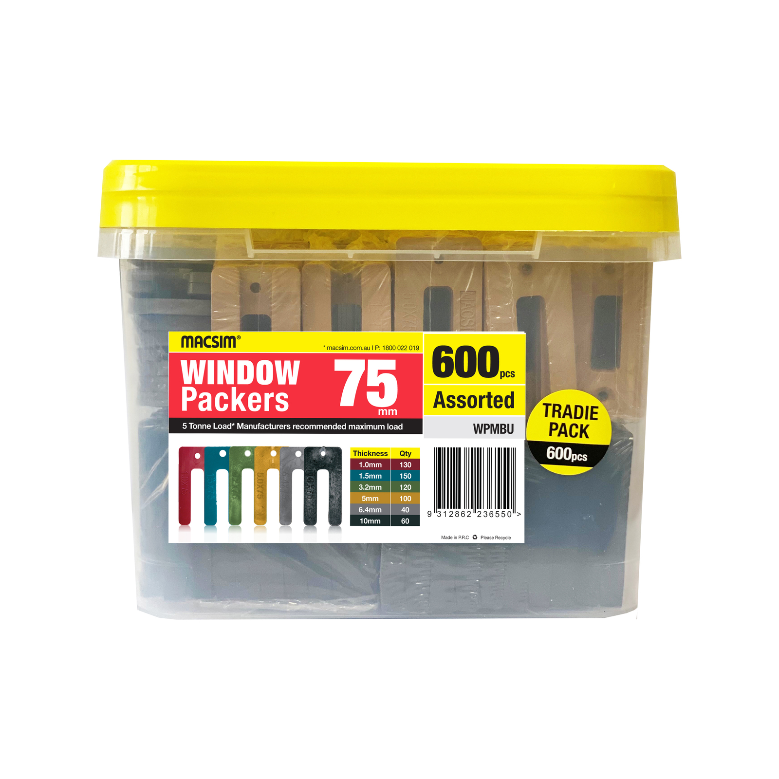 Macsim 75mm 600 Piece Mixed Window Packers - Bunnings Australia