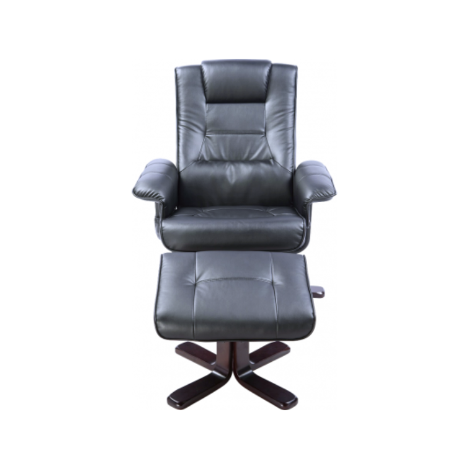 Henry Recliner in Black Leather includes Ottoman - Bunnings Australia