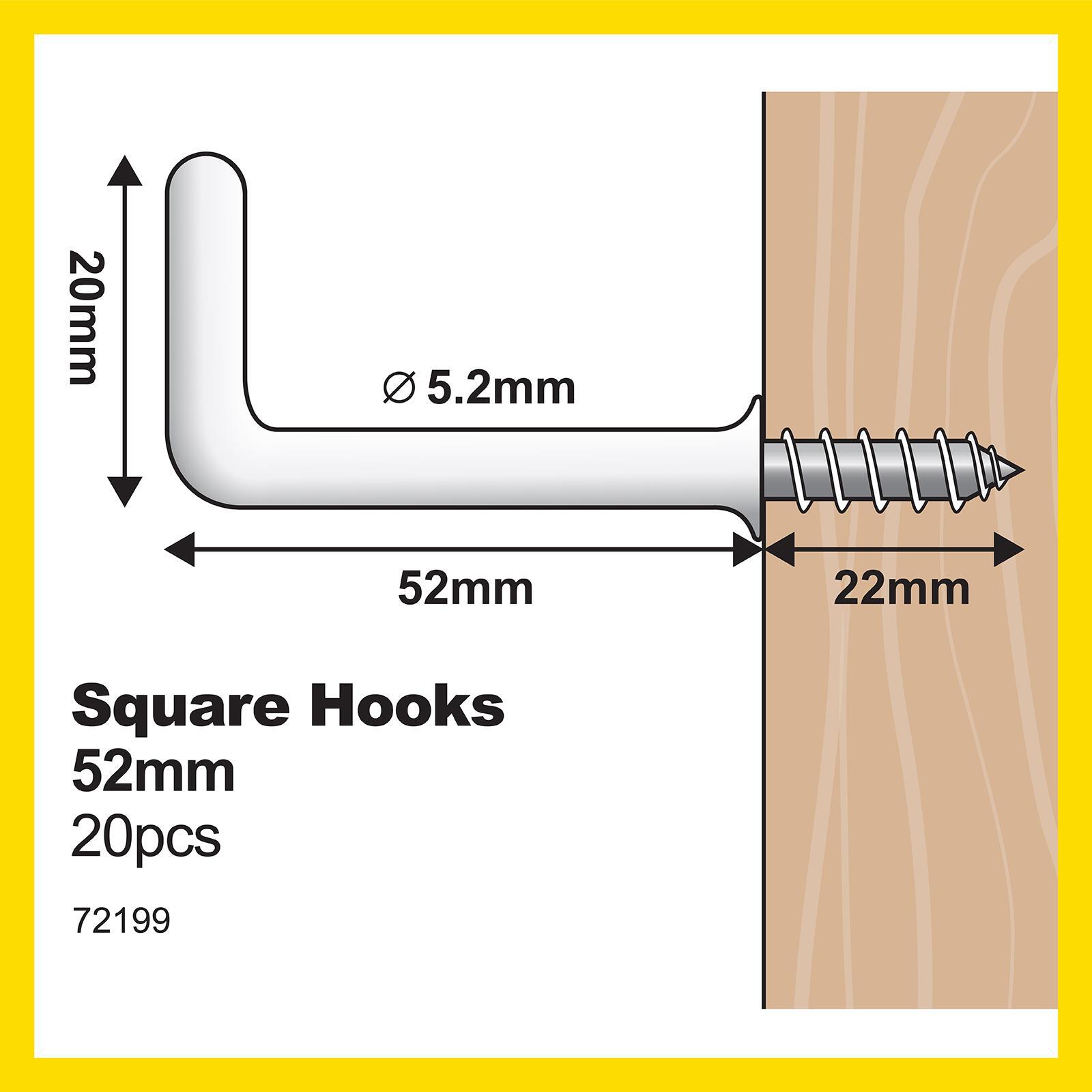 Everhang 52mm White PVC Square Hook - 20 Pack - Bunnings Australia