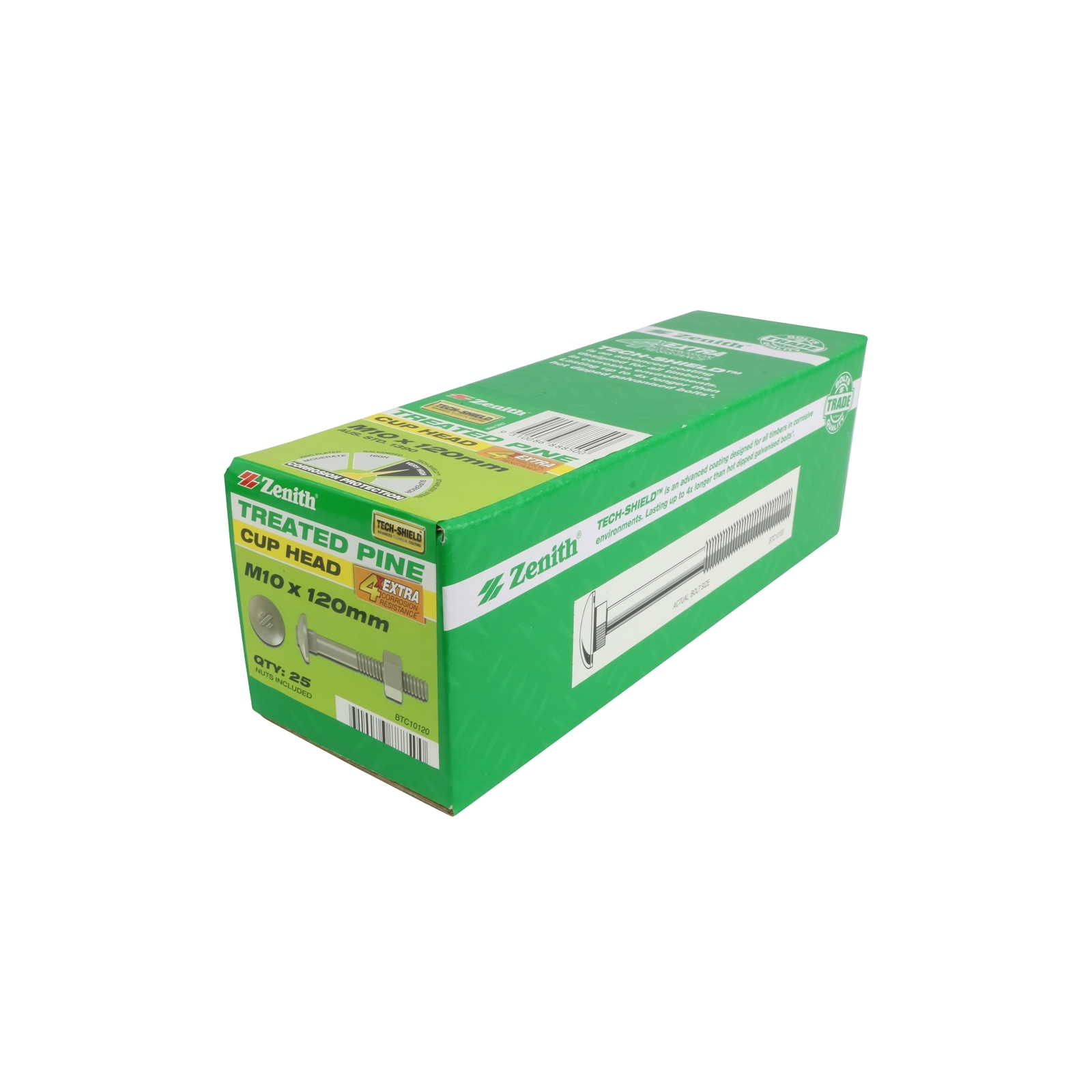 Zenith M10 x 120mm Treated Pine Cup Head Bolts And Nuts - 25 Pack ...