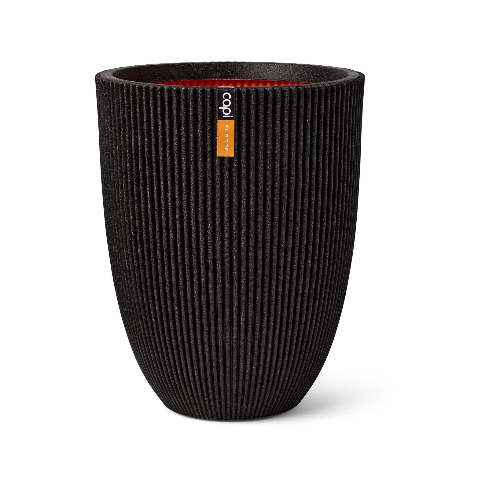 Capi 46cm Black Groove Outdoor Plant Pot - Bunnings Australia