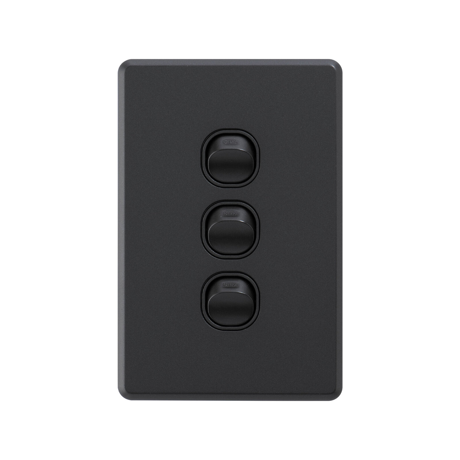 DETA Black Matte S-line Triple Vertical Wall Switch - Bunnings Australia