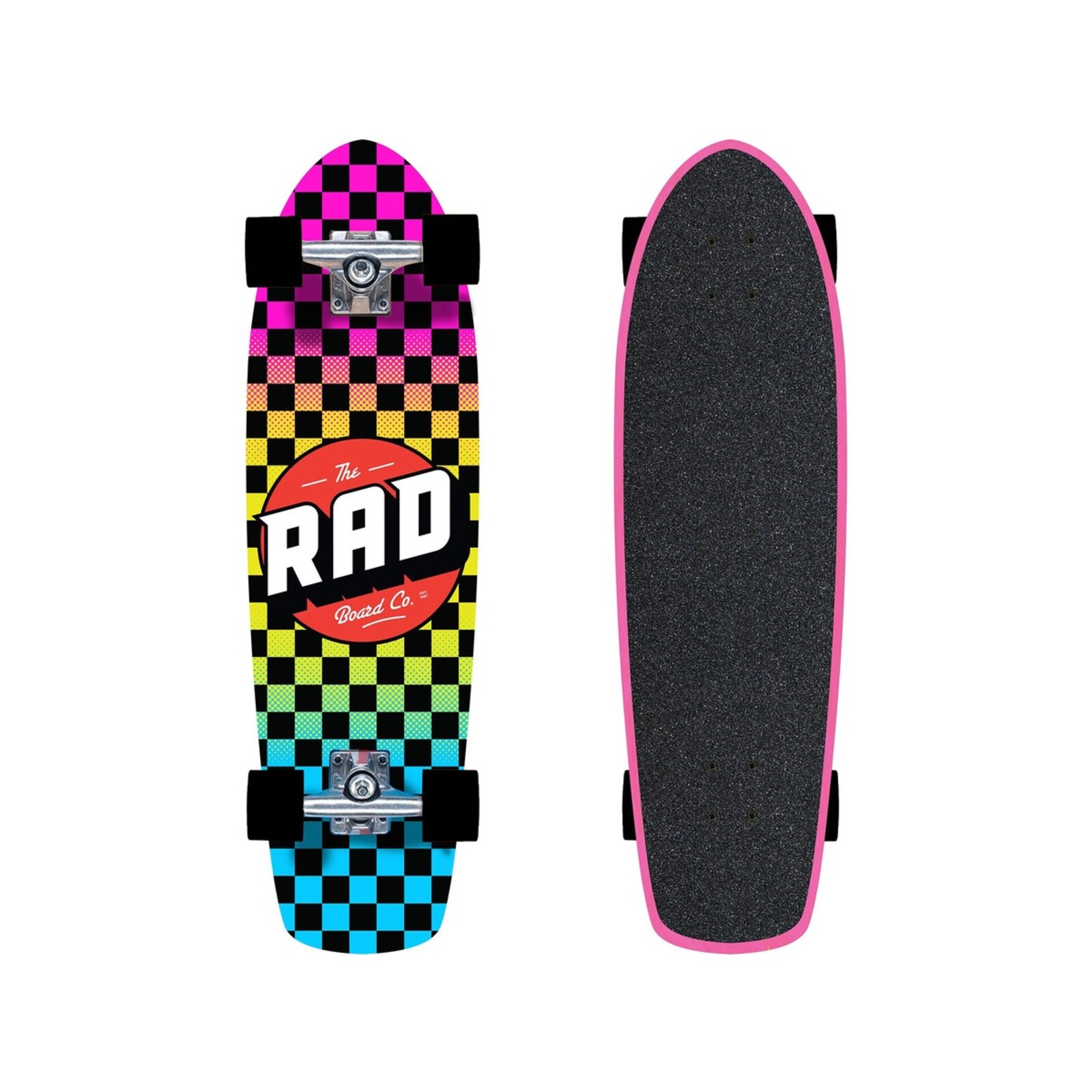Rad Complete Dude Crew 6.75" x 30" Skateboard Checkers - Rasta Fade 6. ...