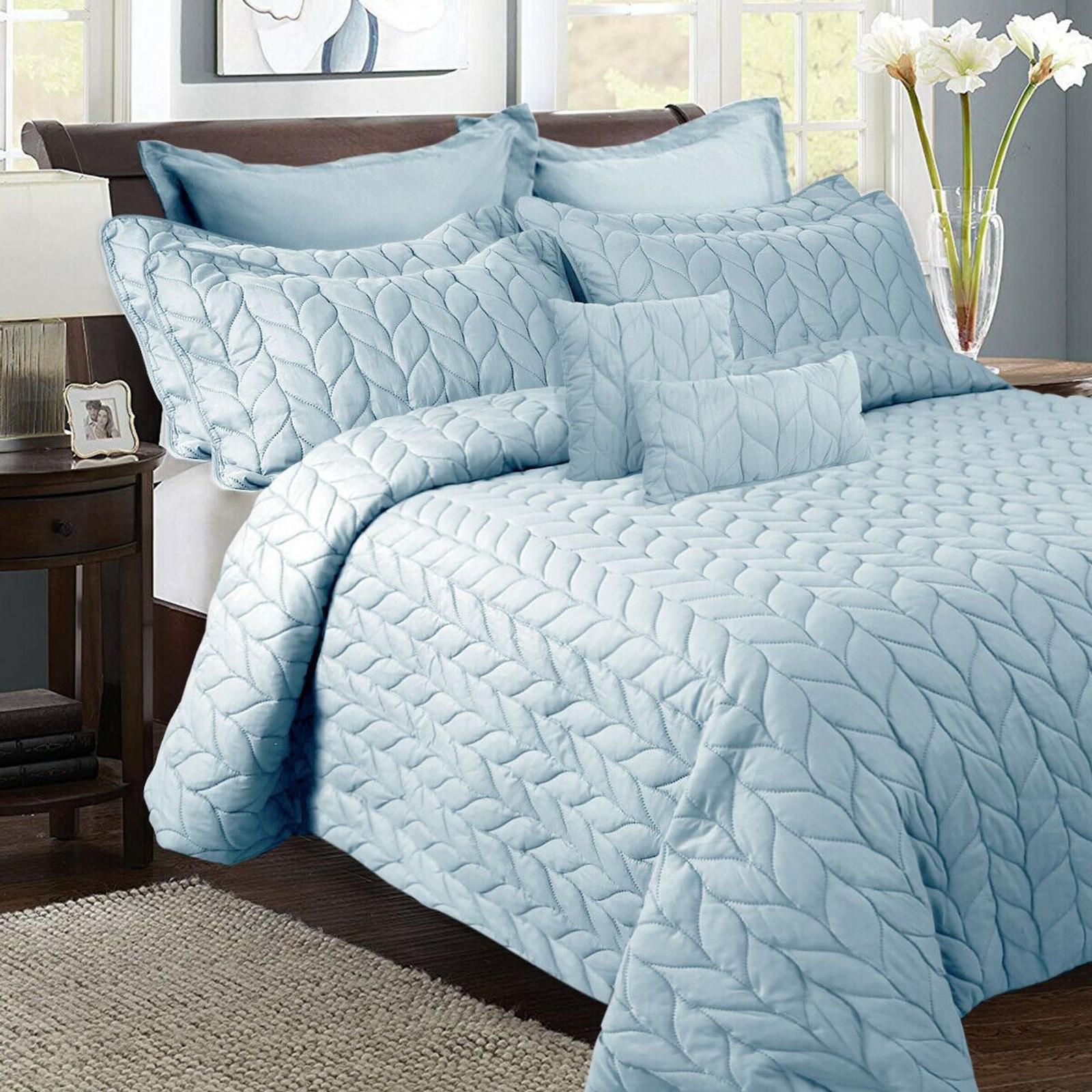 Ramesses 9pc Lightweight Embossed Comforter Set | Queen - Steel Blue ...