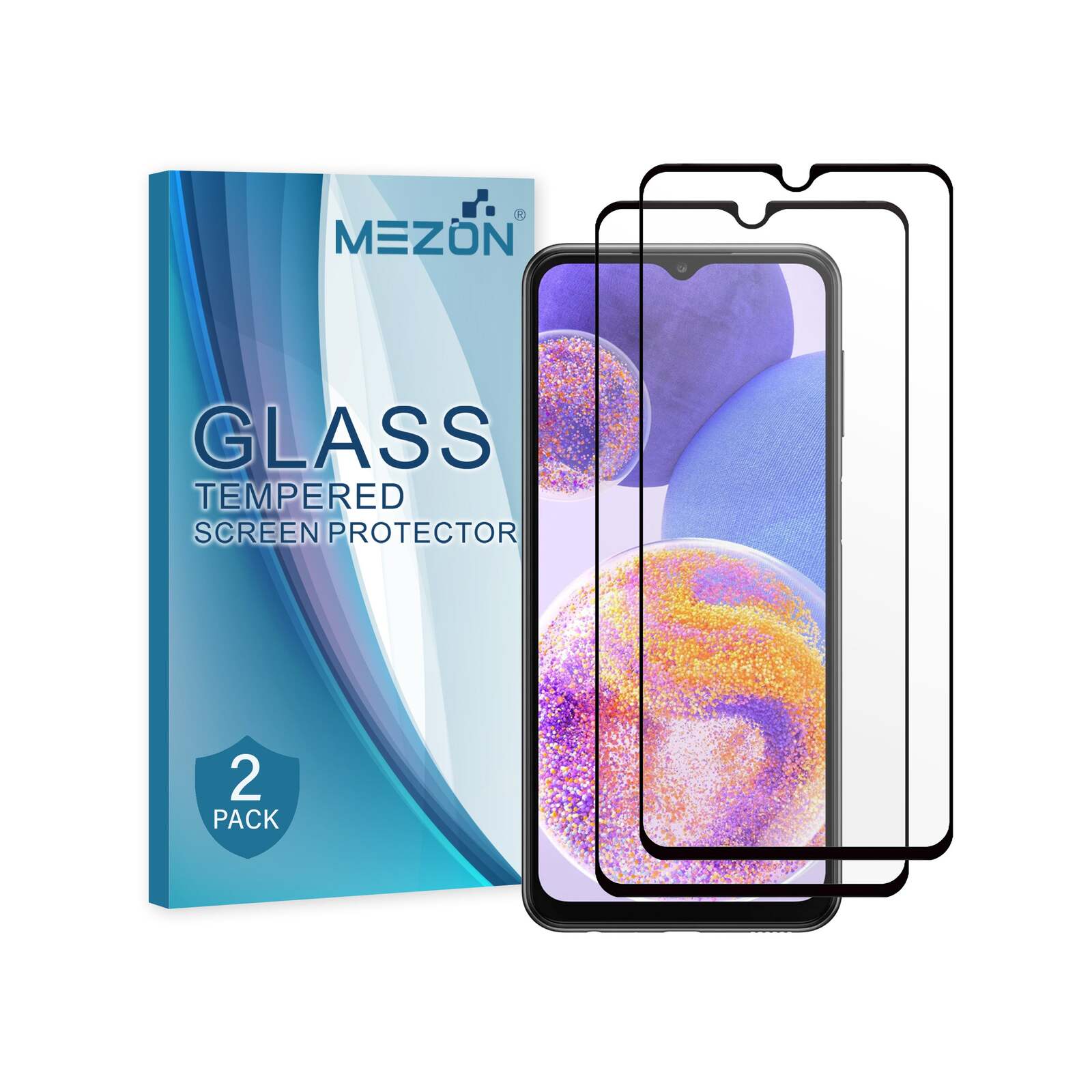 2 Pack MEZON Samsung Galaxy A23 Full Cover Tempered Glass Screen ...