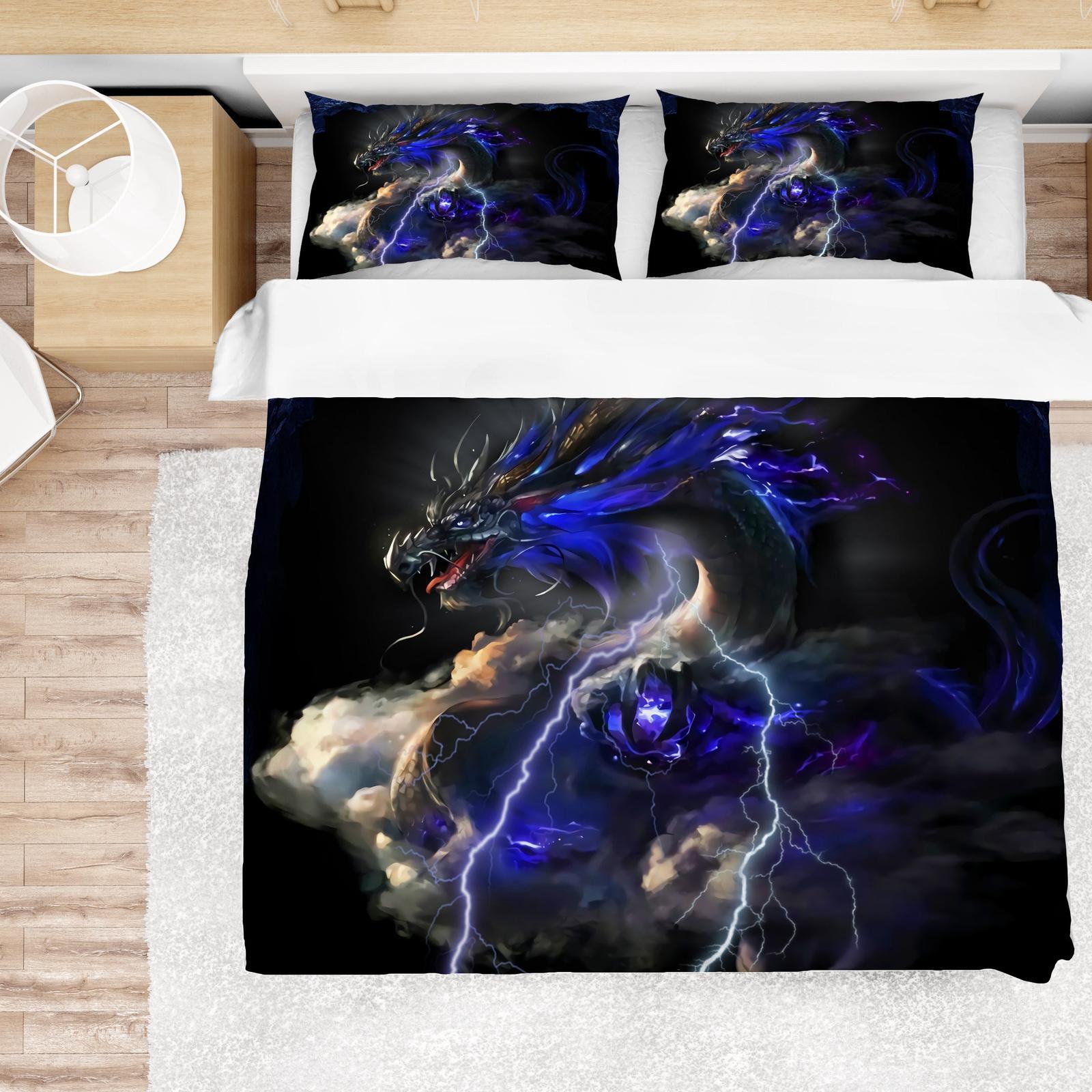 3D Blue Chinese Dragon Quilt Cover Set Bedding Set Pillowcases 21 ...