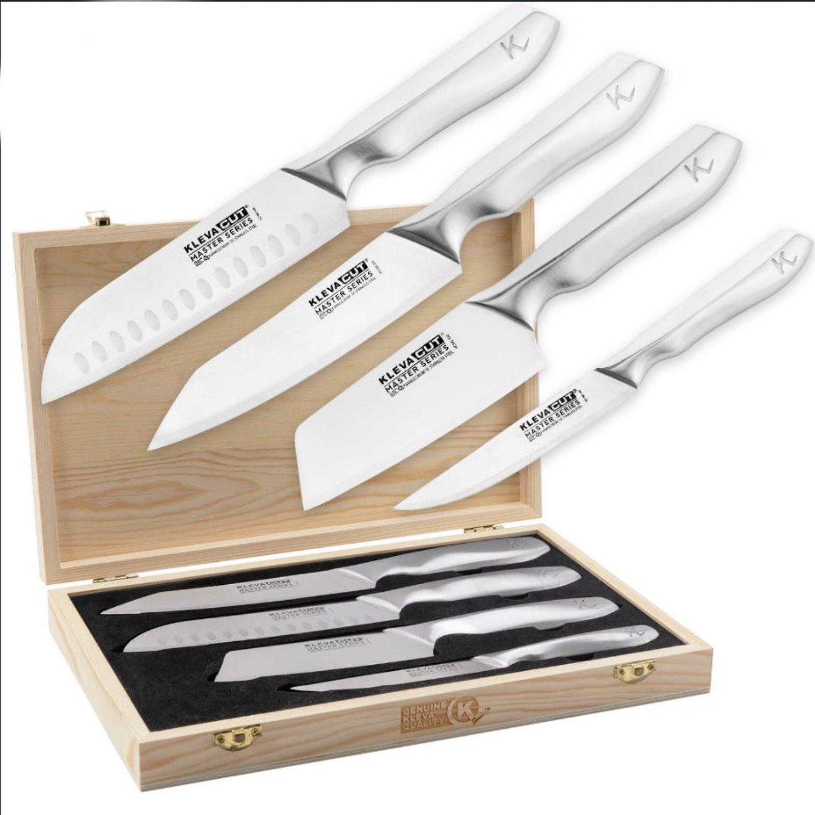 Kleva Cut 4 Piece Premium Knife Set With Bamboo Case - Bunnings Australia