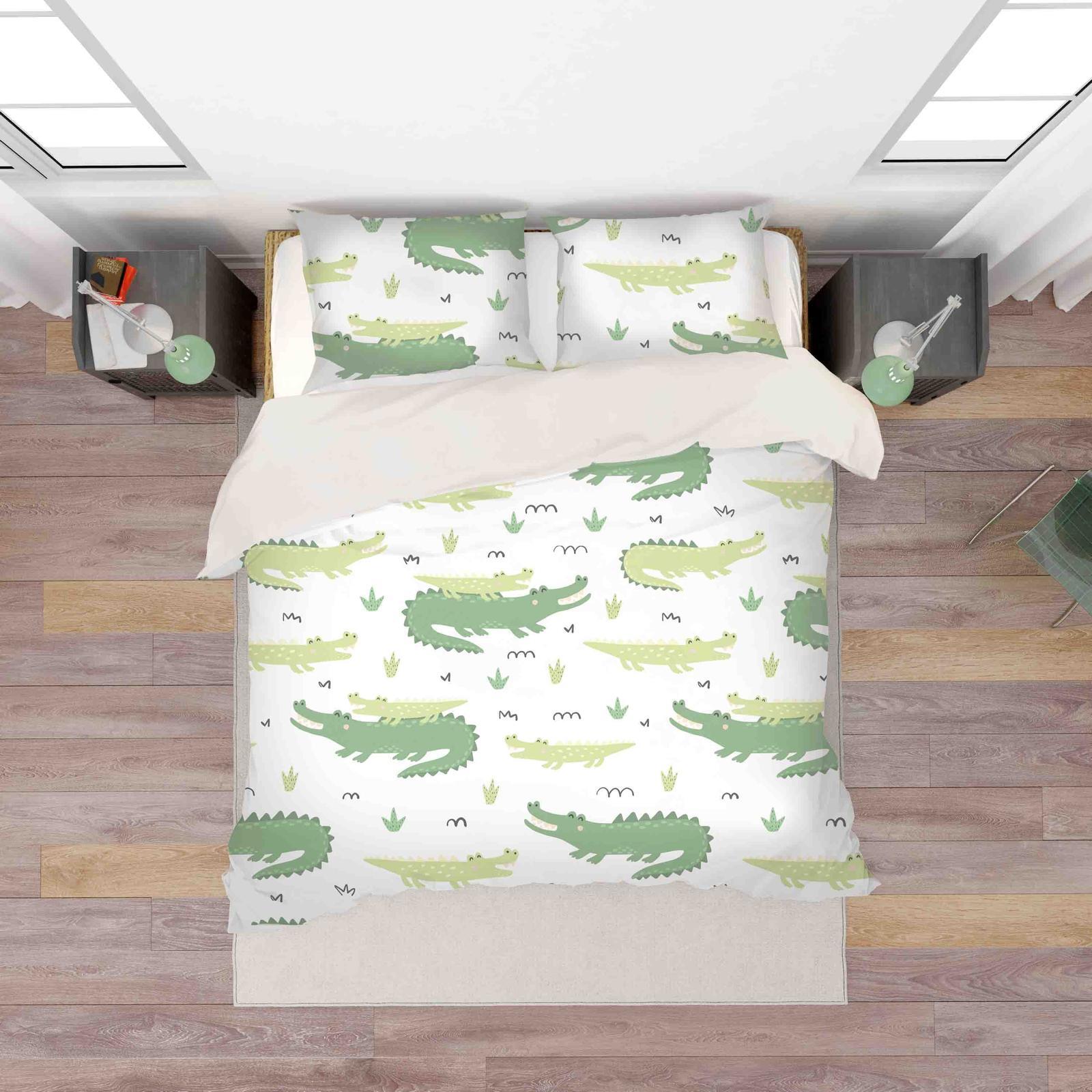 3D Green Crocodile Quilt Cover Set Bedding Set Pillowcases 147 ...