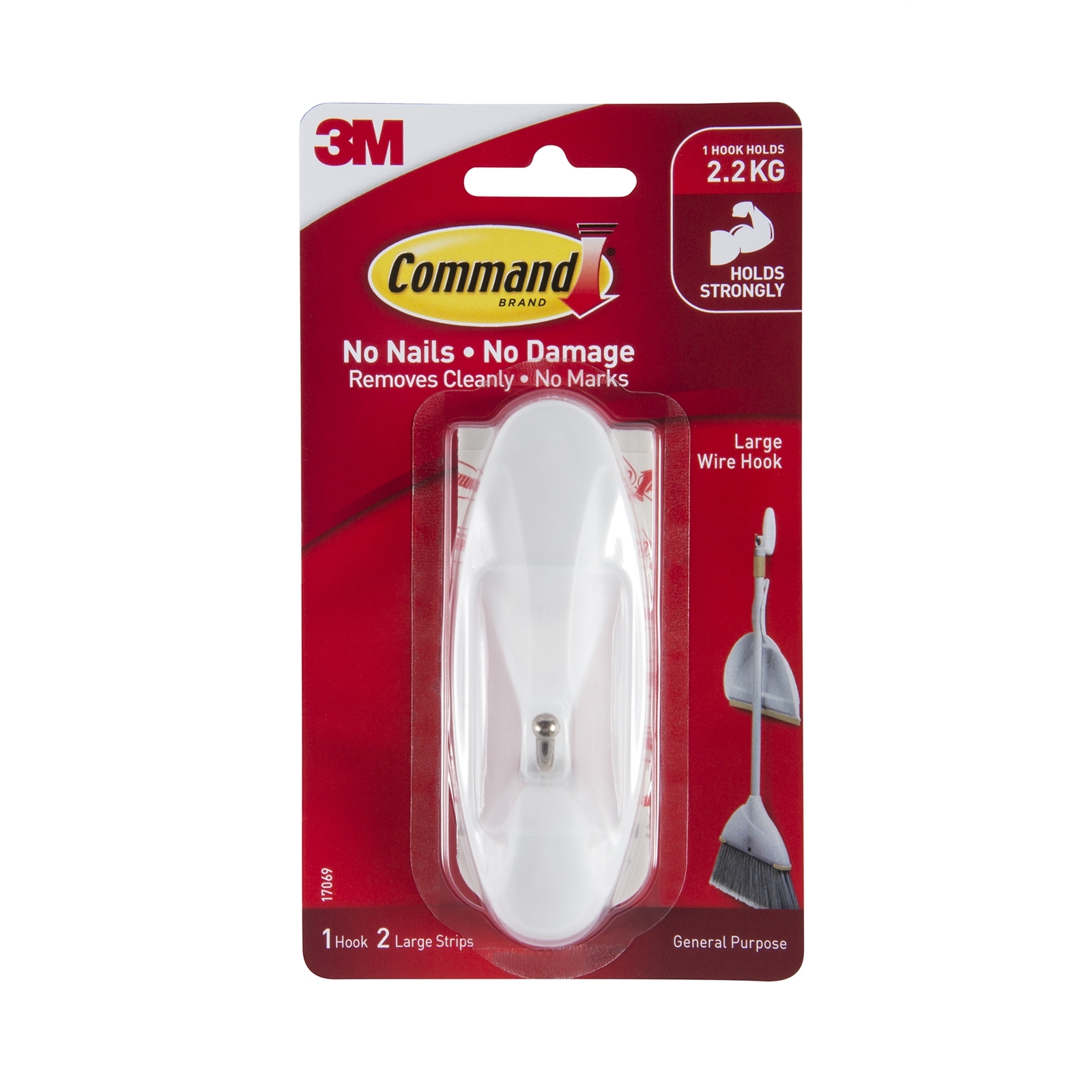 Command™ Large White Adhesive Wire Hook - 1 Pack - Bunnings Australia