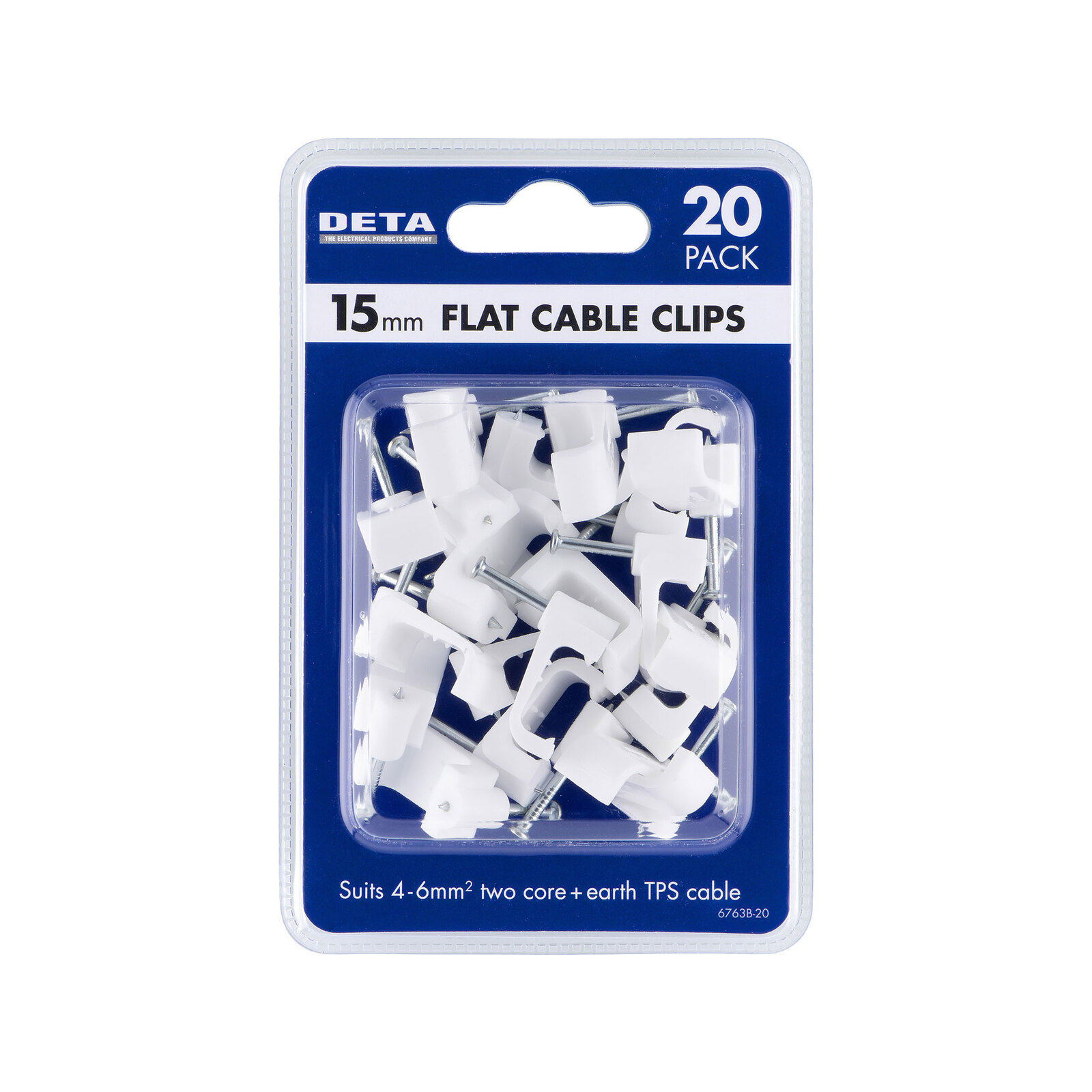 DETA 15mm White Flat Cable Clips - 20 Pack - Bunnings Australia