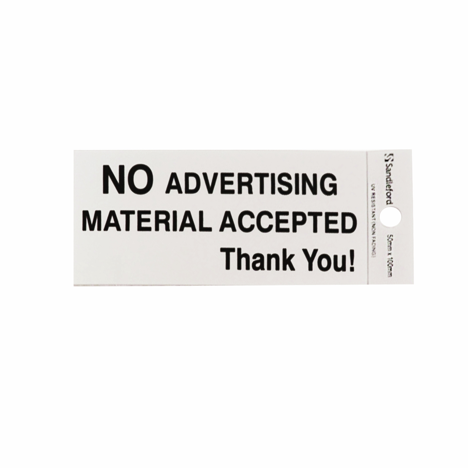 Sandleford 100 x 50mm No Advertising Silver Self Adhesive Sign ...