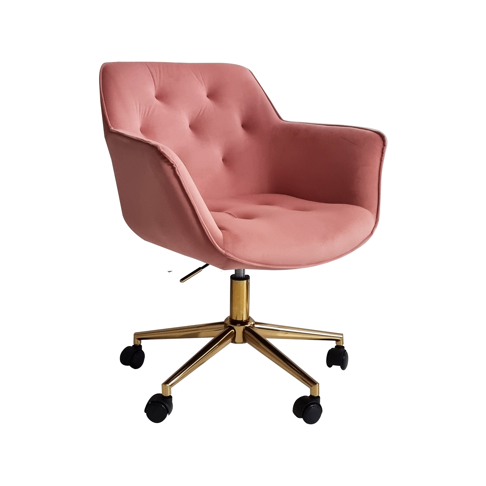 Chifley velvet office chair with gold legs - Pink - Bunnings Australia