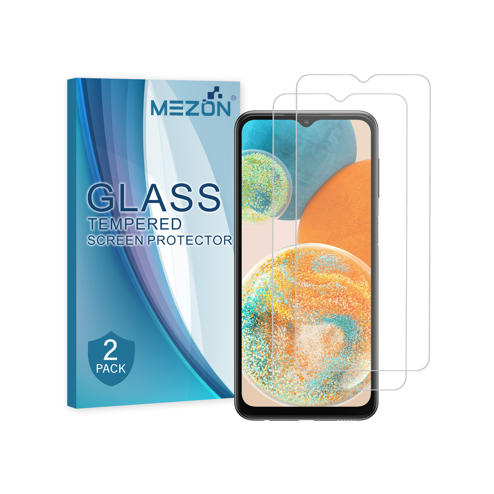 2 Pack MEZON Samsung Galaxy A23 5G Clear Tempered Glass Screen ...