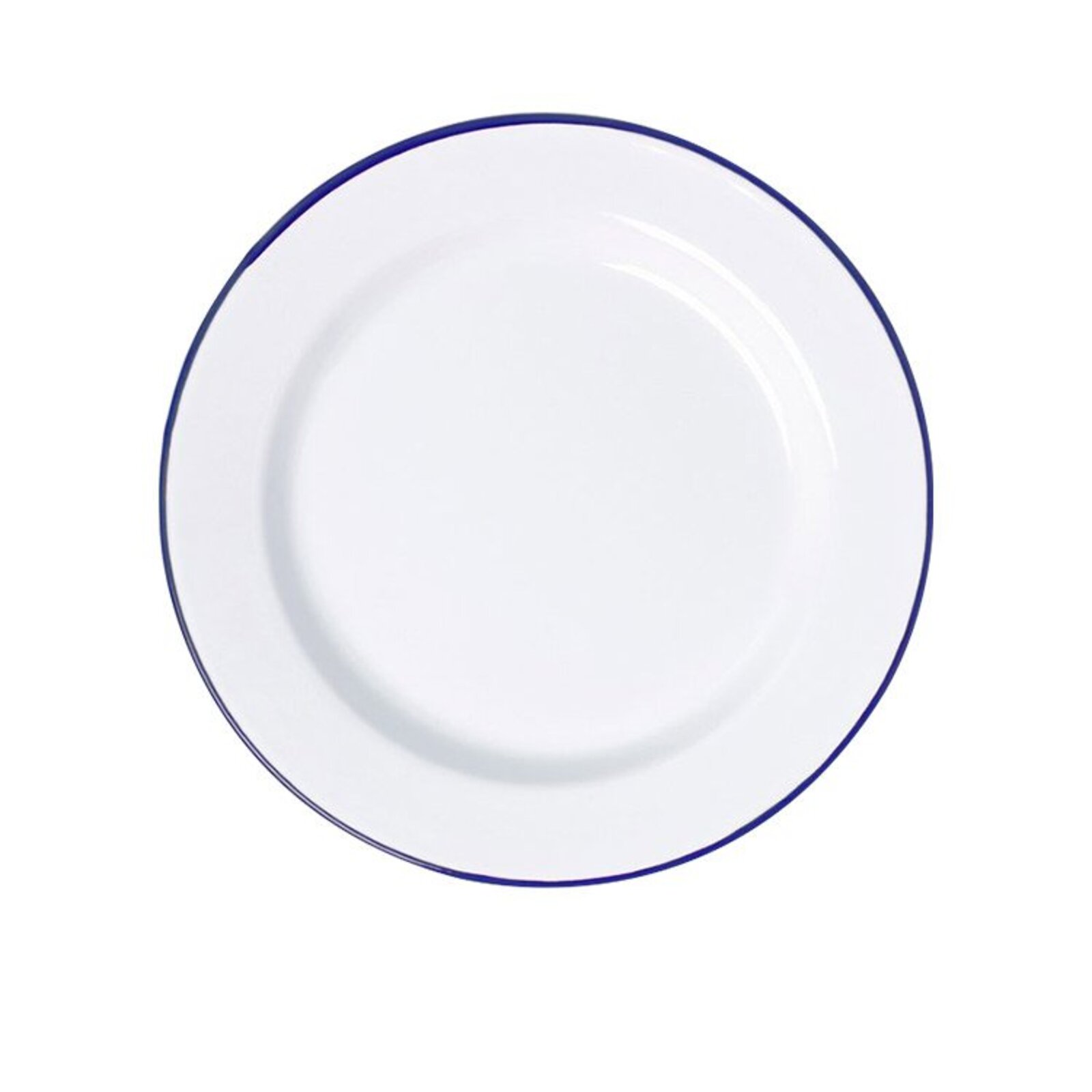 Falcon Enamel Dinner Plate 26cm White/Blue Rim - Bunnings Australia