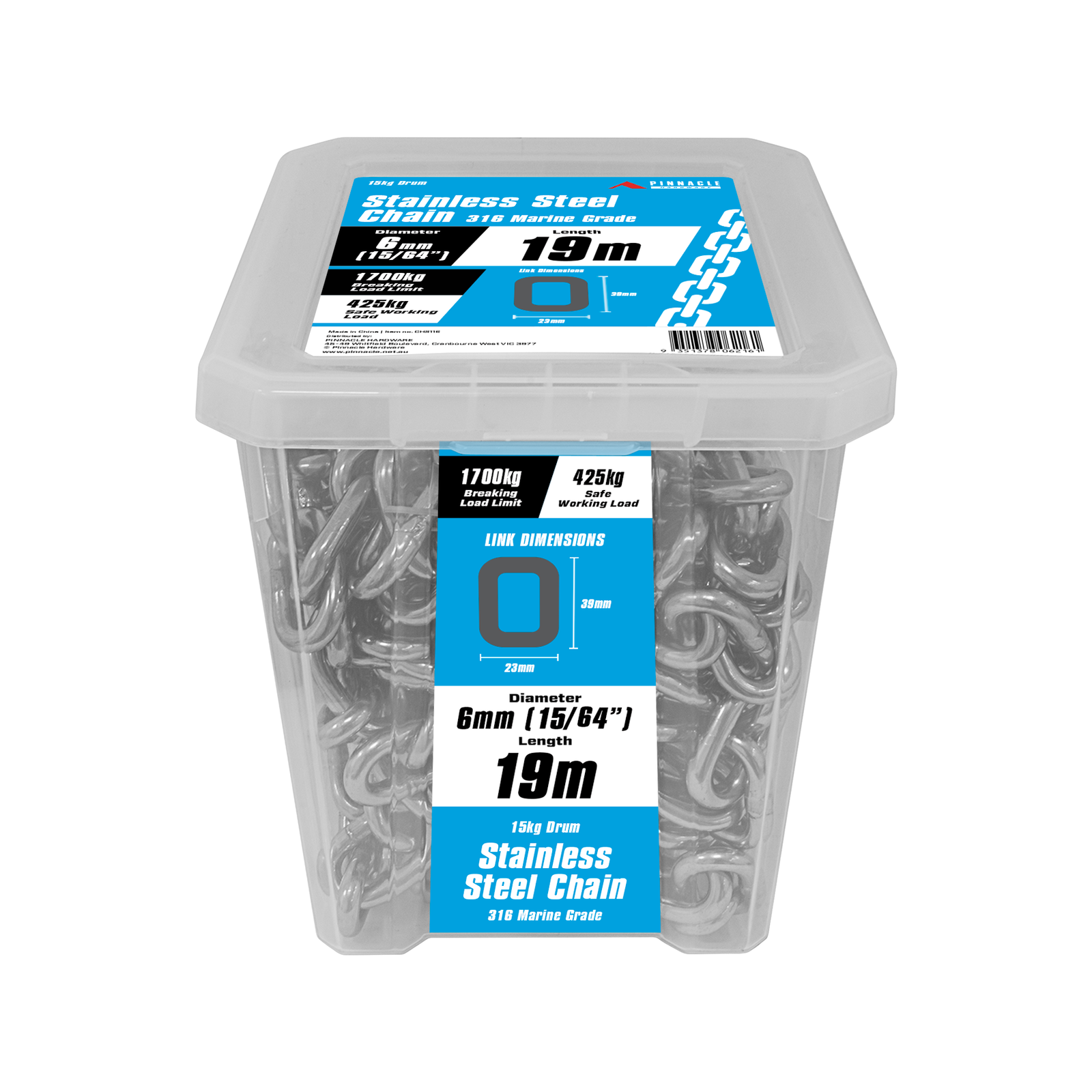 Pinnacle 6mm 15/64" x 19m Stainless Steel Chain - Bunnings Australia