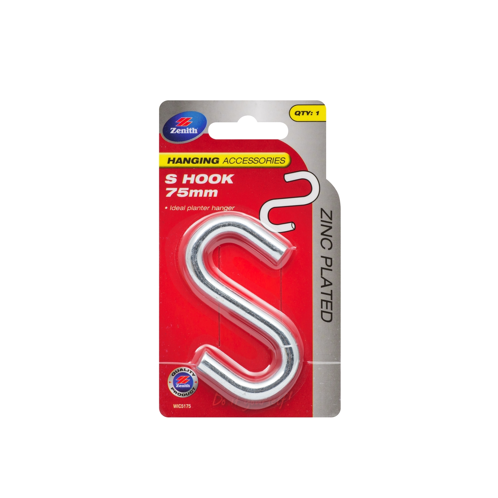 Zenith 75 x 7.6mm Zinc Plated S Hook - Bunnings Australia