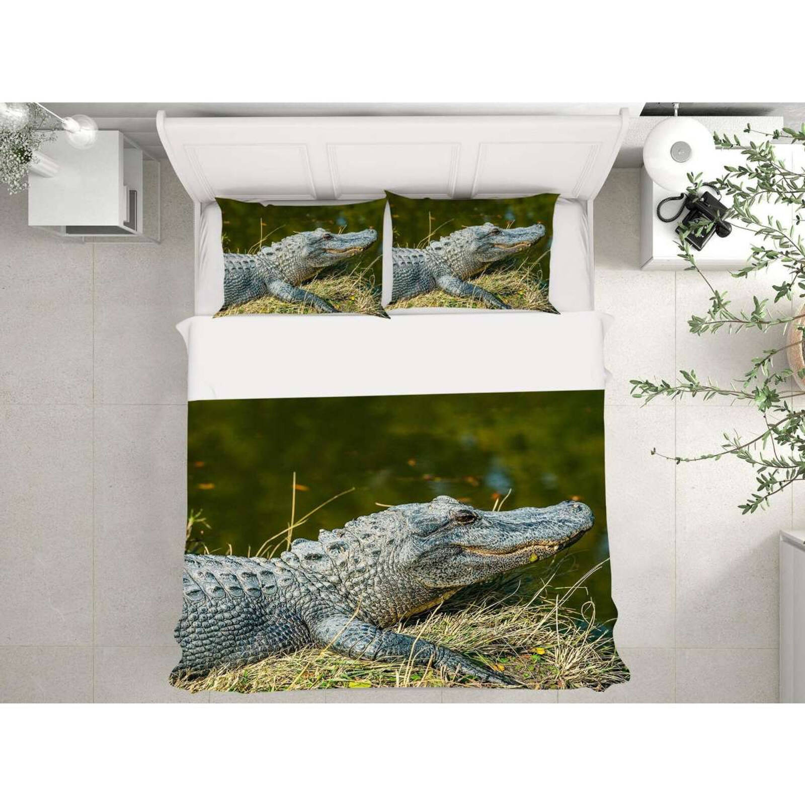 3D Animal Crocodile 020 Bed Pillowcases Quilt Queen Size - Bunnings ...