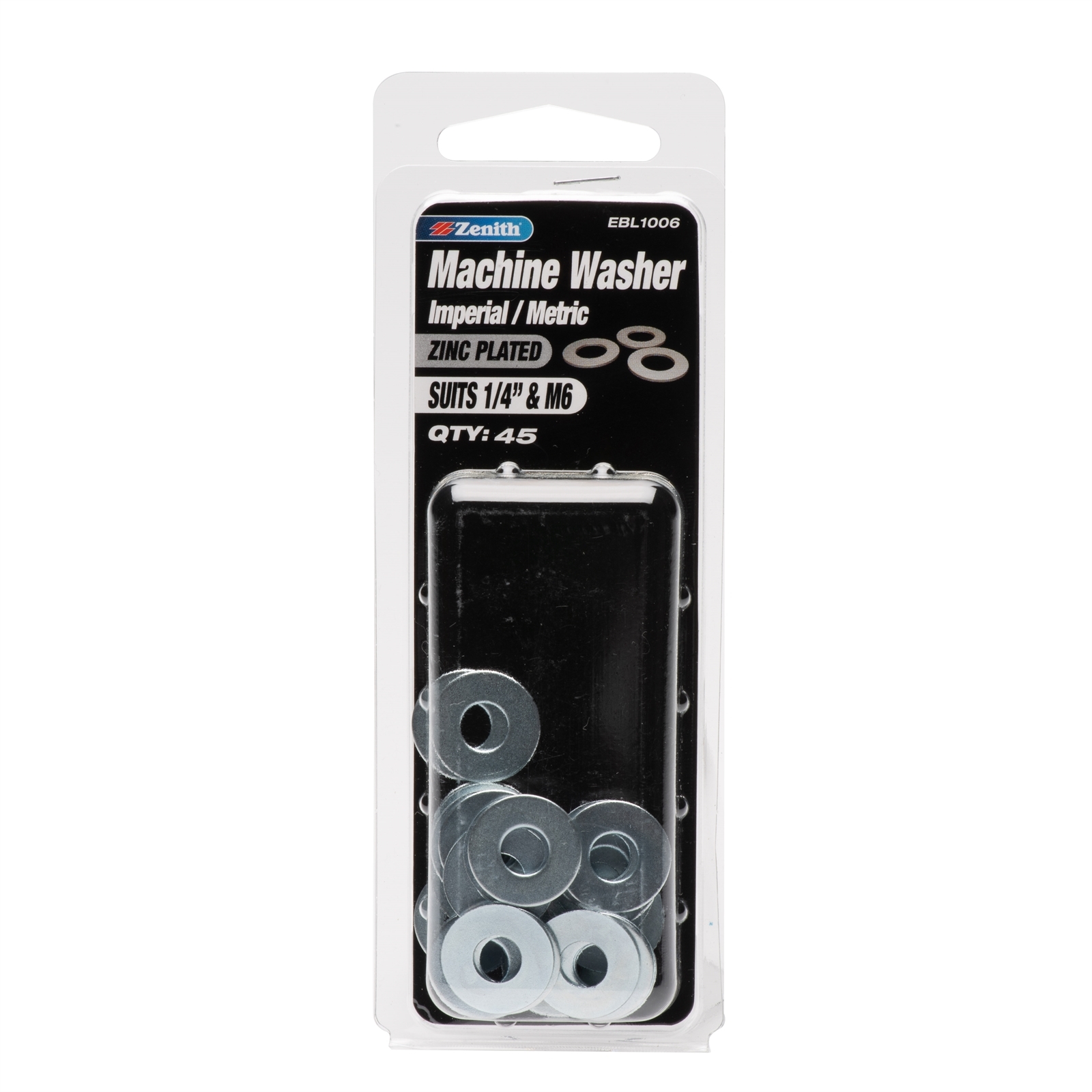 Zenith 1/4" M6 Zinc Plated Machine Washer - 46 Pack - Bunnings Australia