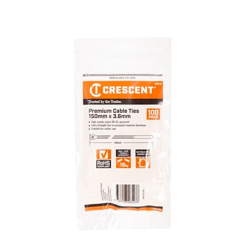 CRESCENT 150 x 3.6mm Natural Cable Ties - 100 Pack - Bunnings Australia