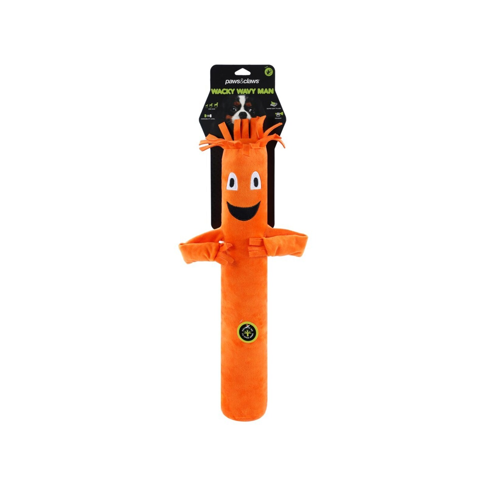 Paws & Claws Wavy Arm Man Plush Orange 54X23X7cm - Bunnings Australia