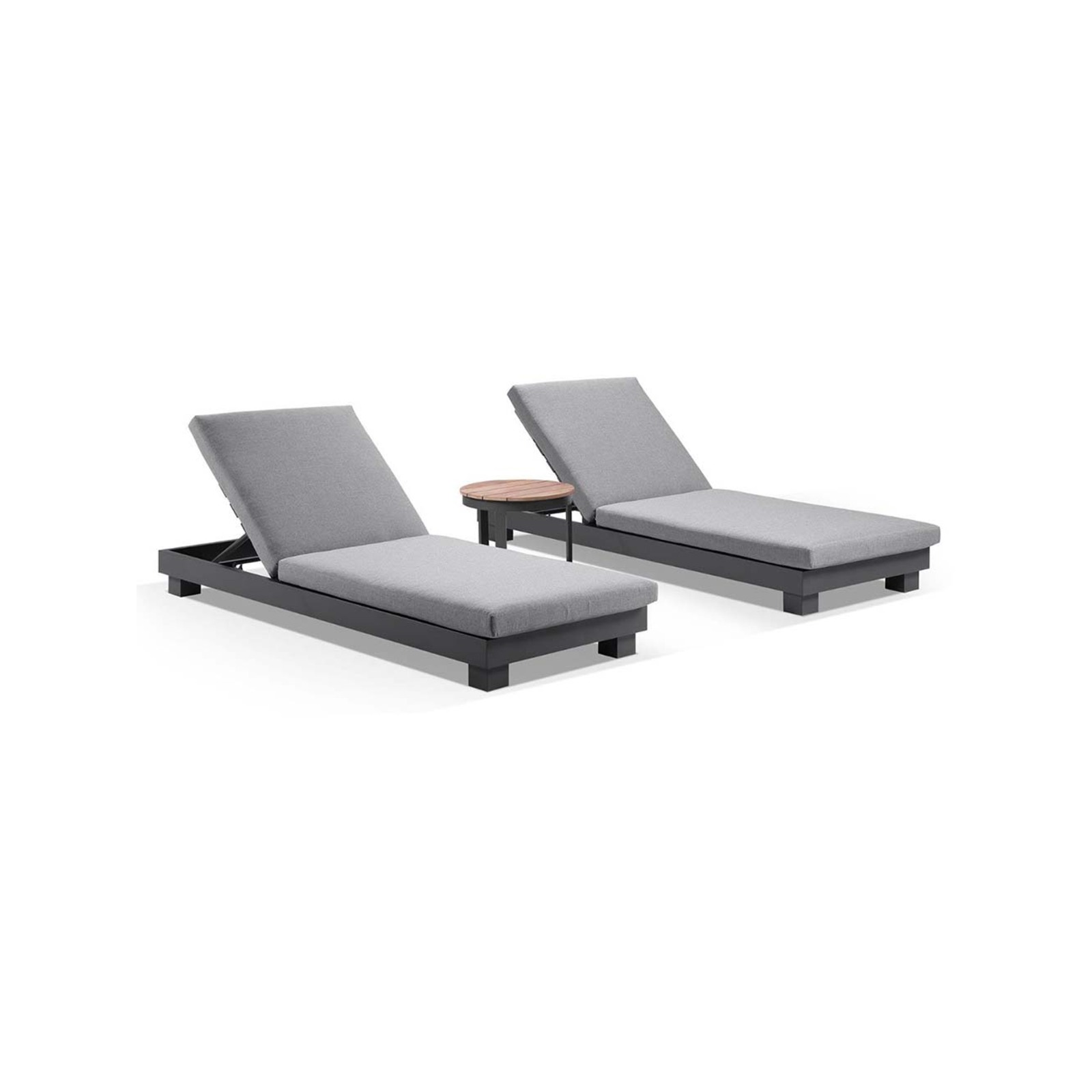 Santorini Aluminium Sun Lounge Set In Charcoal W/ Round Table ...