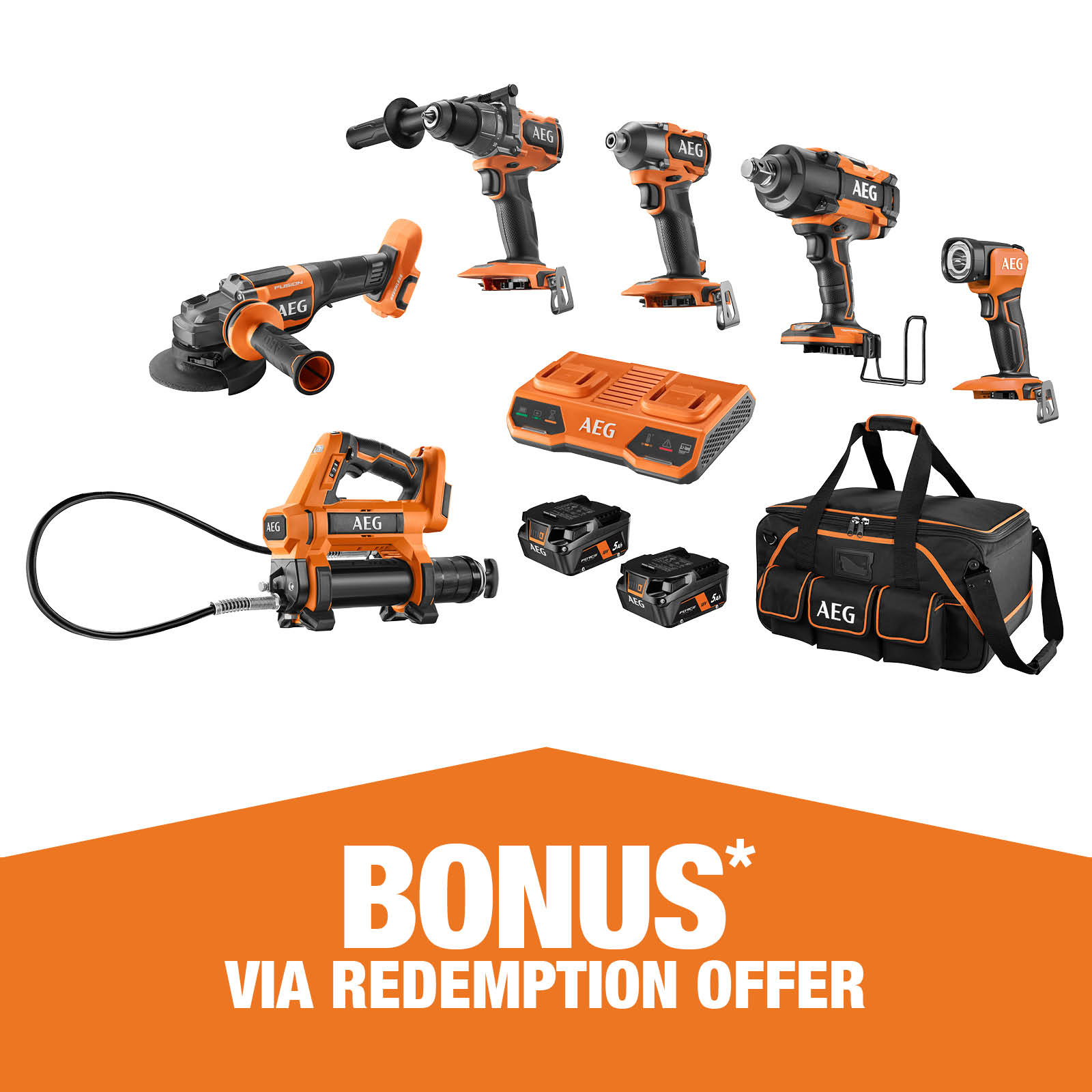 AEG 18V FUSION Brushless 6-Piece Heavy Machinery Kit - Bunnings Australia