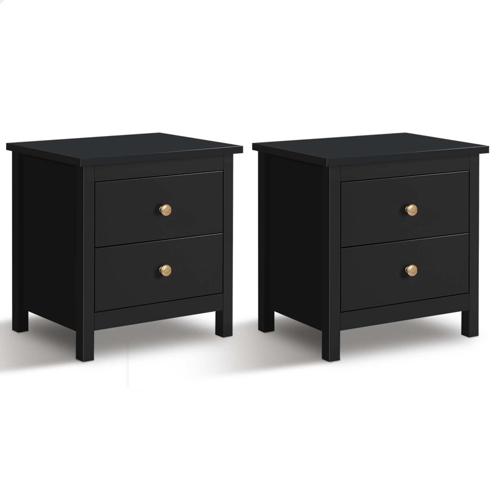 ALFORDSON 2x Bedside Table Hamptons Black - Bunnings Australia