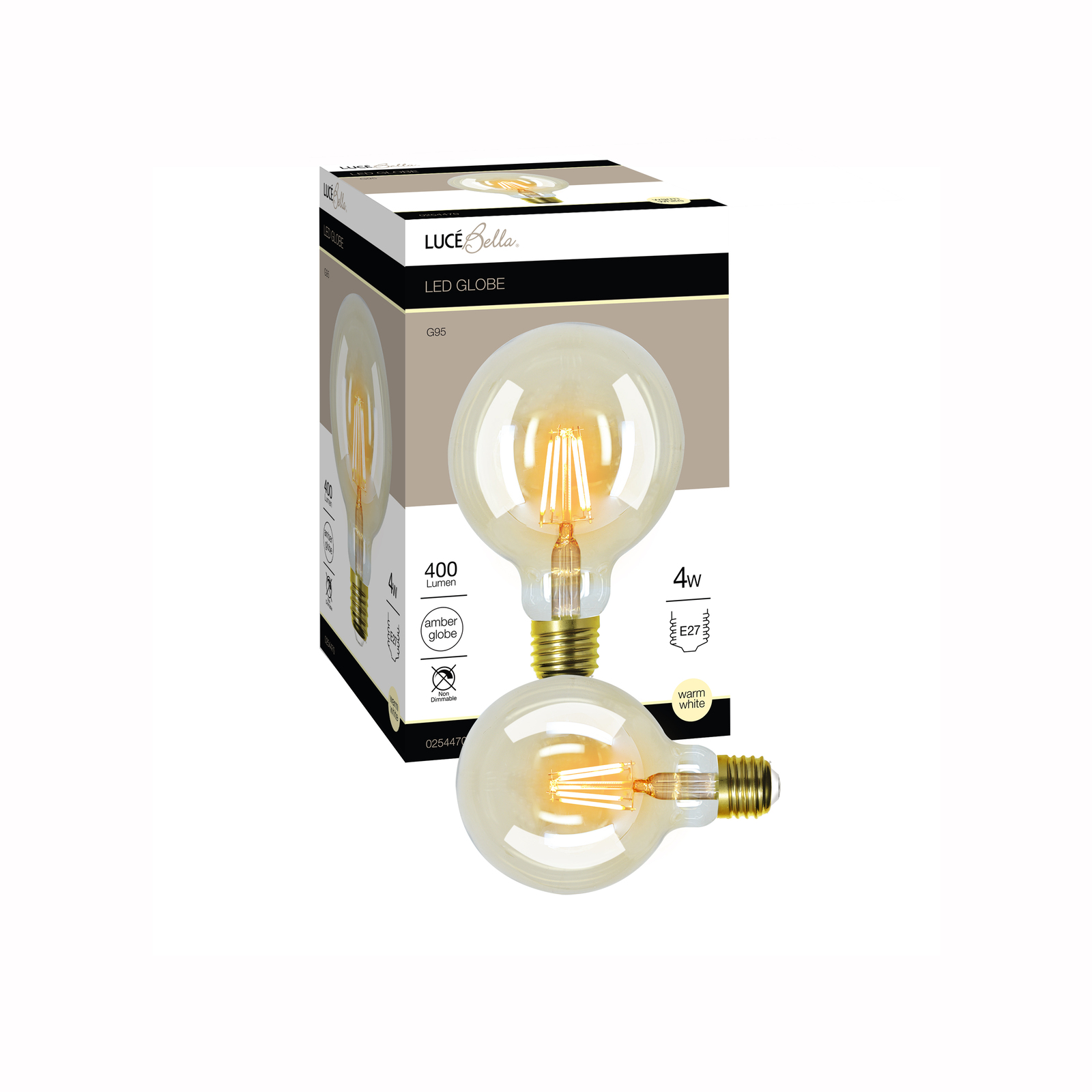 Luce Bella G95 E27 LED Amber 400lm Warm White 4W Globe - Bunnings Australia