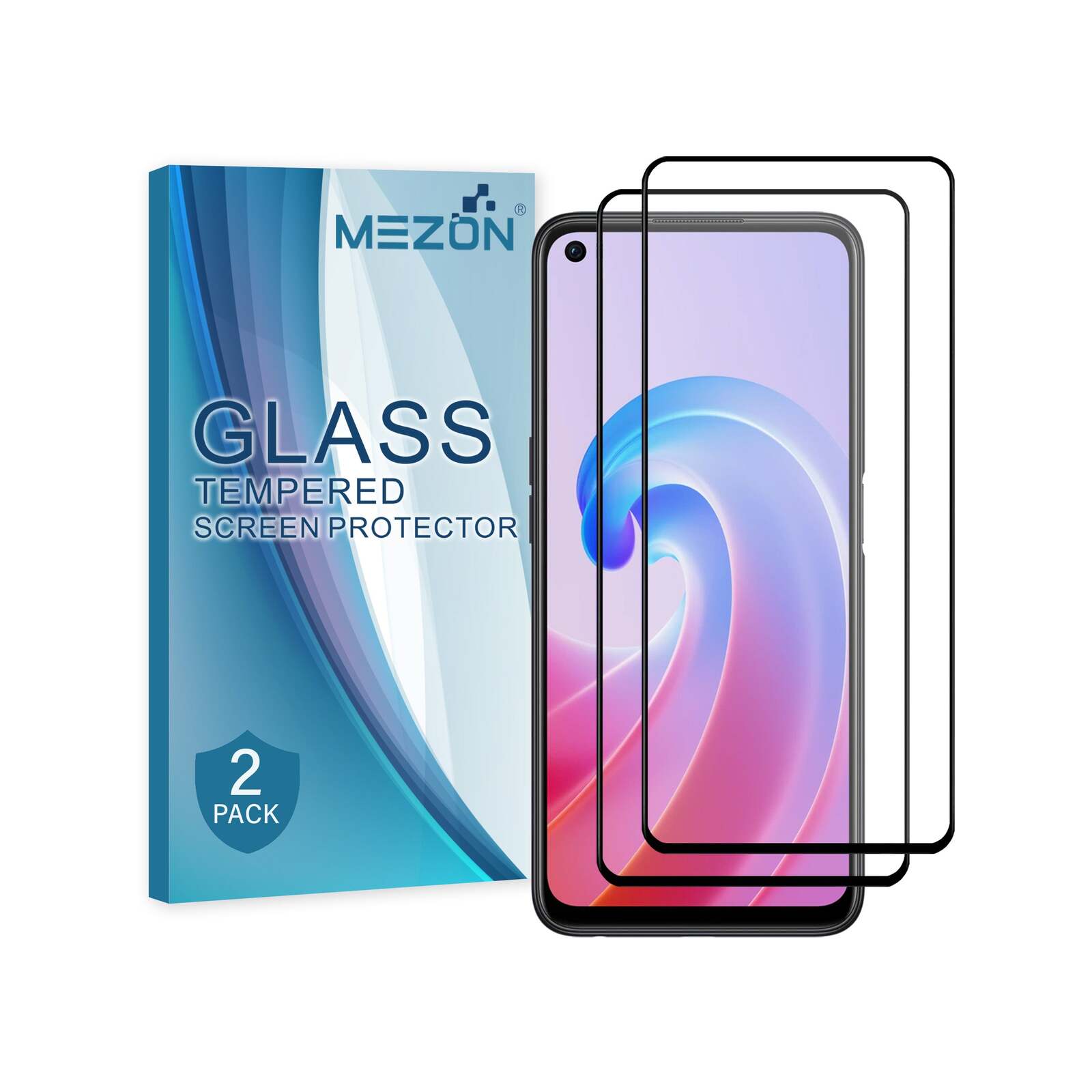 2 Pack MEZON OPPO A96 Full Cover Tempered Glass Screen Protectors ...
