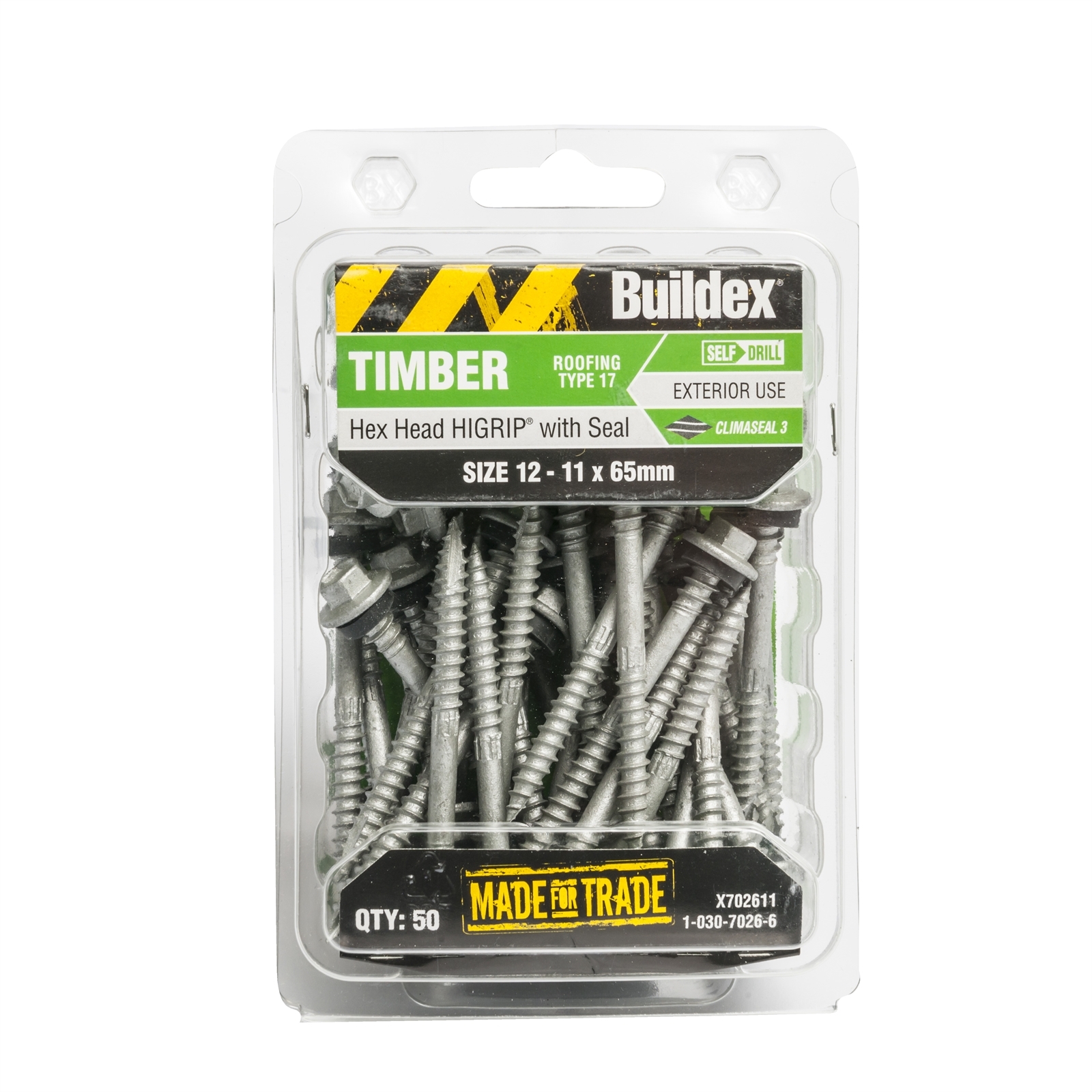 Buildex 12-11 x 65mm Climaseal Hex Head Hi-Grip With Seal Timber Screws ...