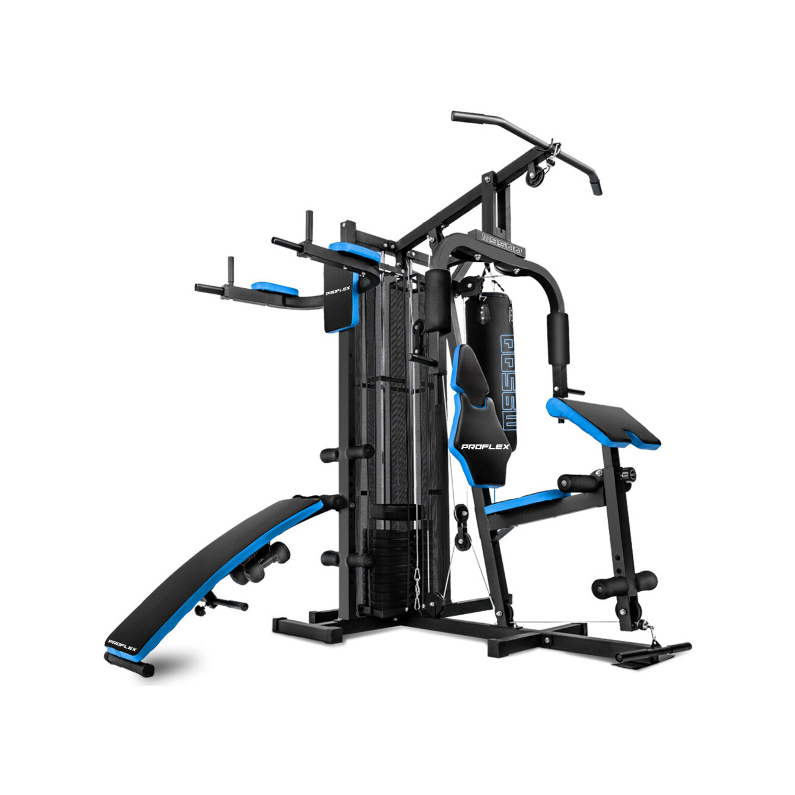 PROFLEX Blue Multi Station Home Gym Set with 100lbs Plates & Punching ...