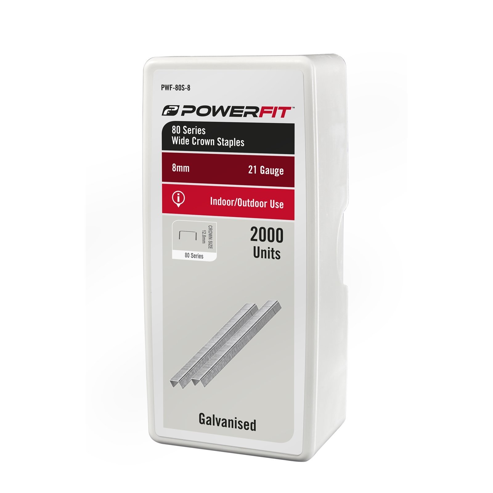 Powerfit 80 Series 8mm Wide Crown Electro-Galvanised Staple – 2000 Pack ...